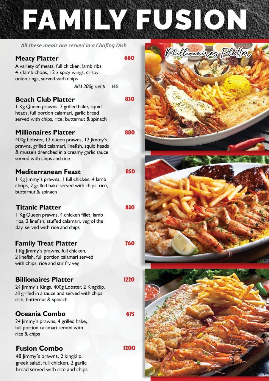 Menu at Jimmy's Killer Prawns Gateway restaurant, Umhlanga, Shop G340 ...