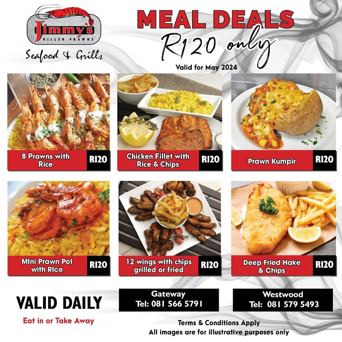 Menu at Jimmy's Killer Prawns Westwood restaurant, Durban, Shop L45