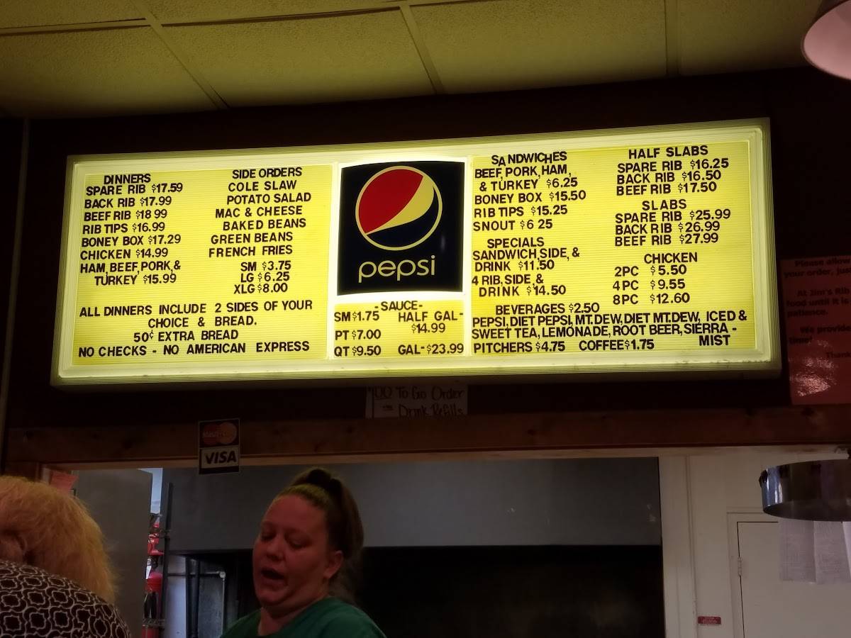 Menu at Jim's Rib Haven BBQ, Rock Island