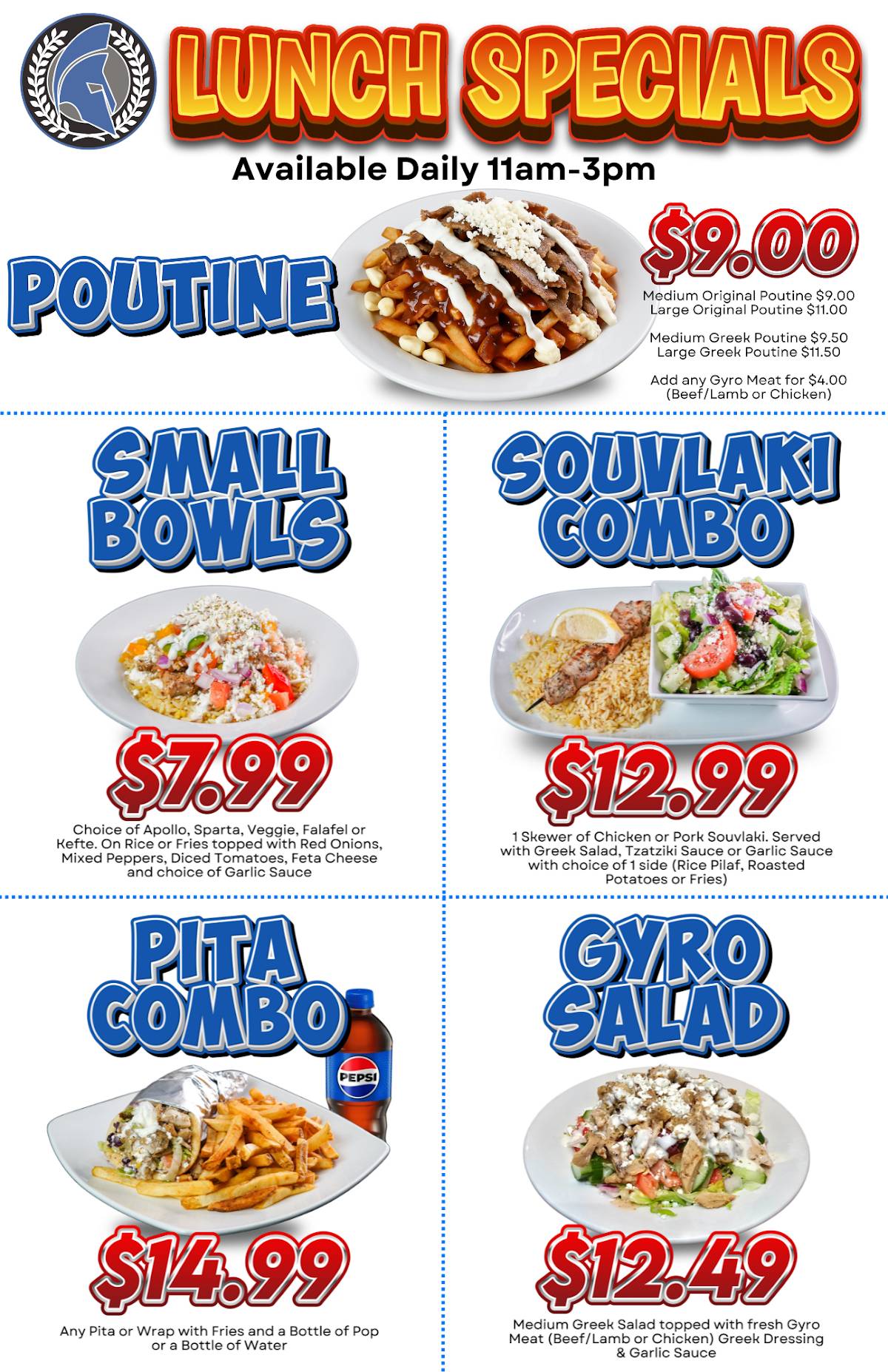 Menu at Johnny Greeko's restaurant, Cambridge