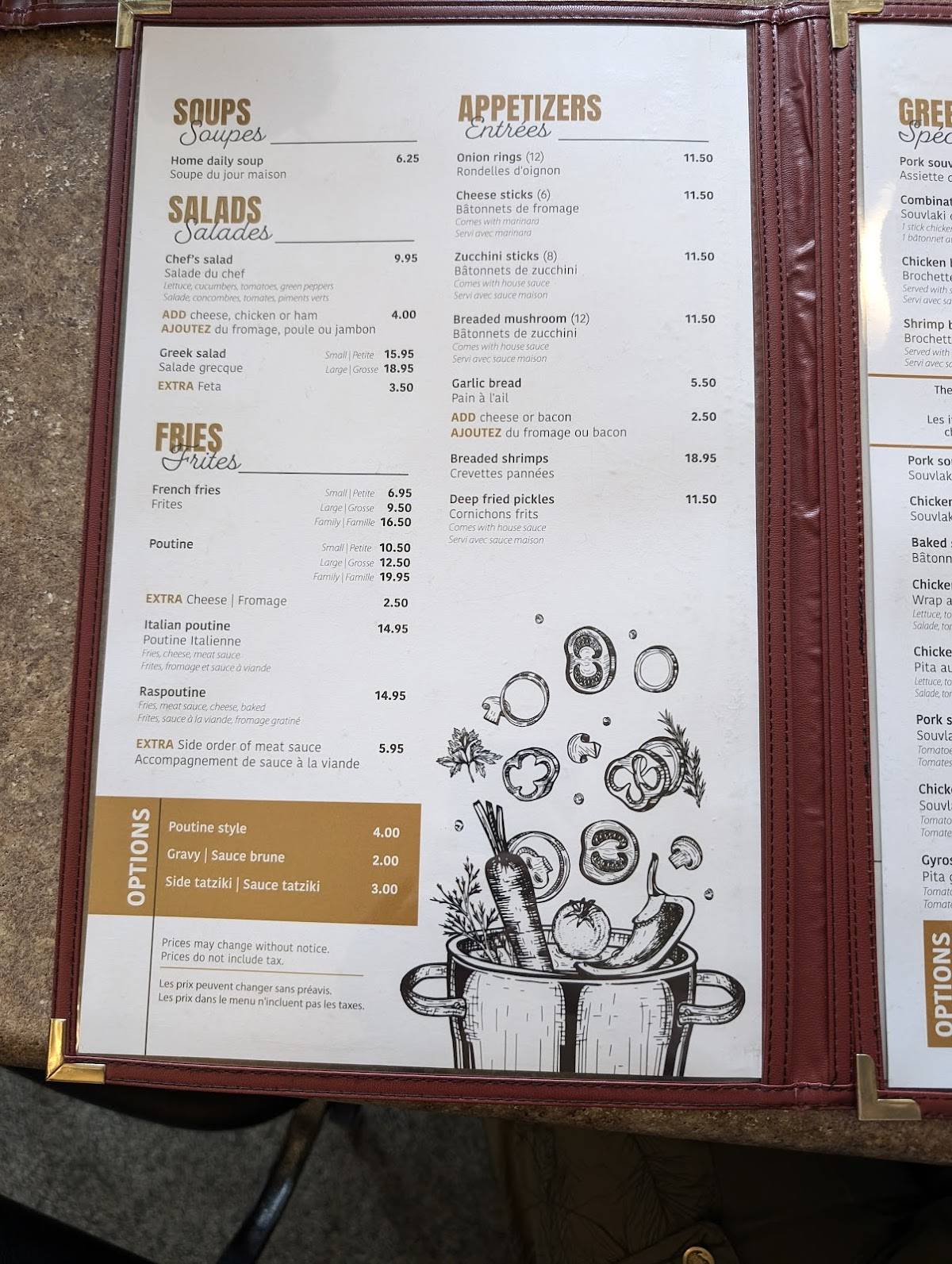 Menu at John's Restaurant, Hearst