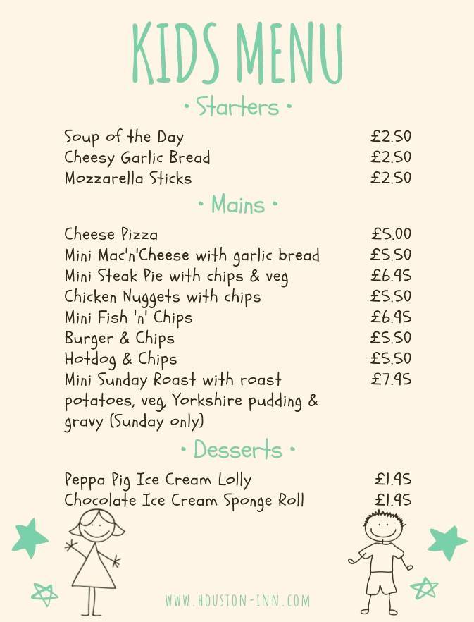 Menu at The Houston Inn pub & bar, Johnstone
