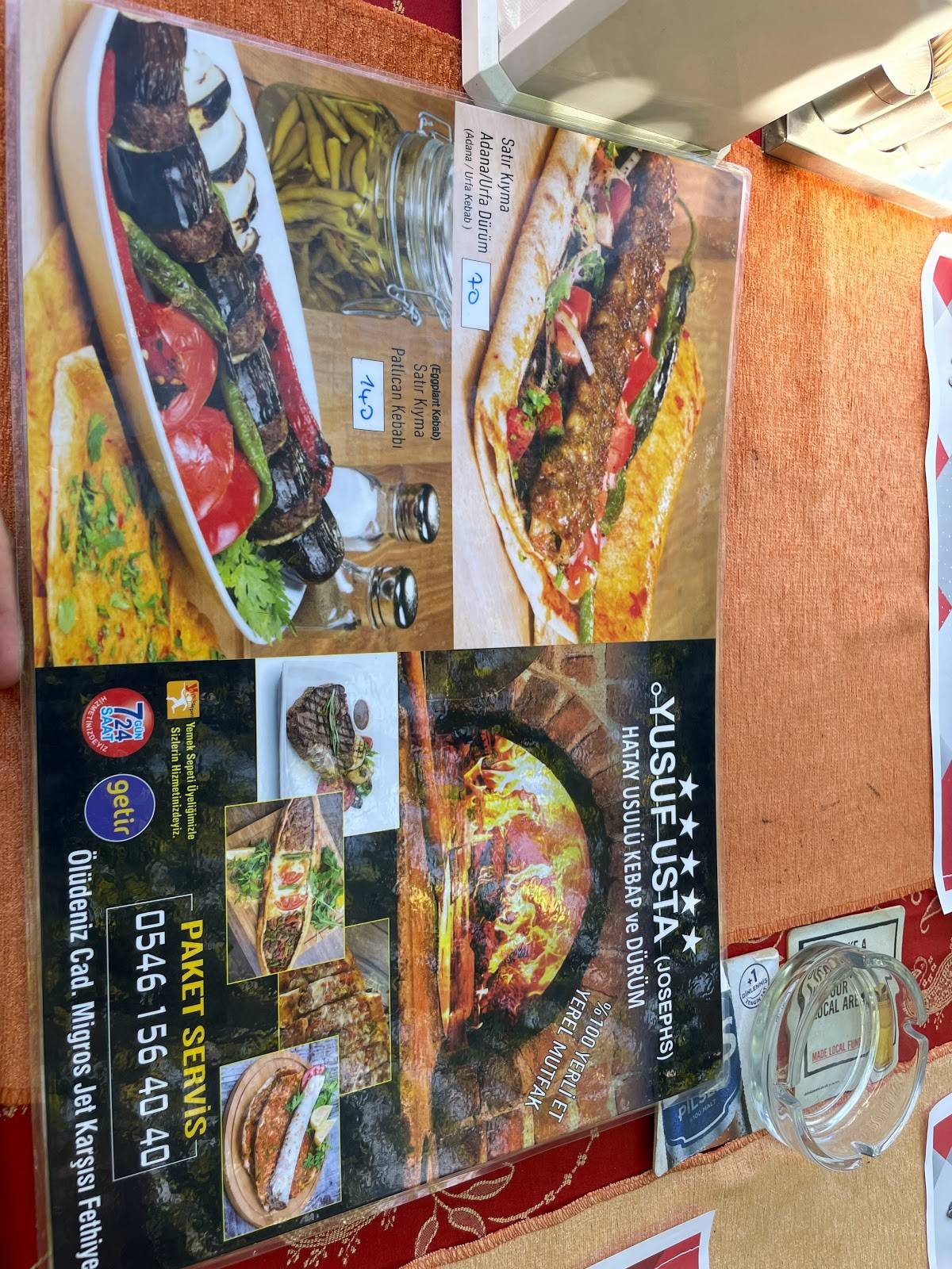 Menu at Joseph's Restoran Cafe Bar, Ölüdeniz Belediyesi