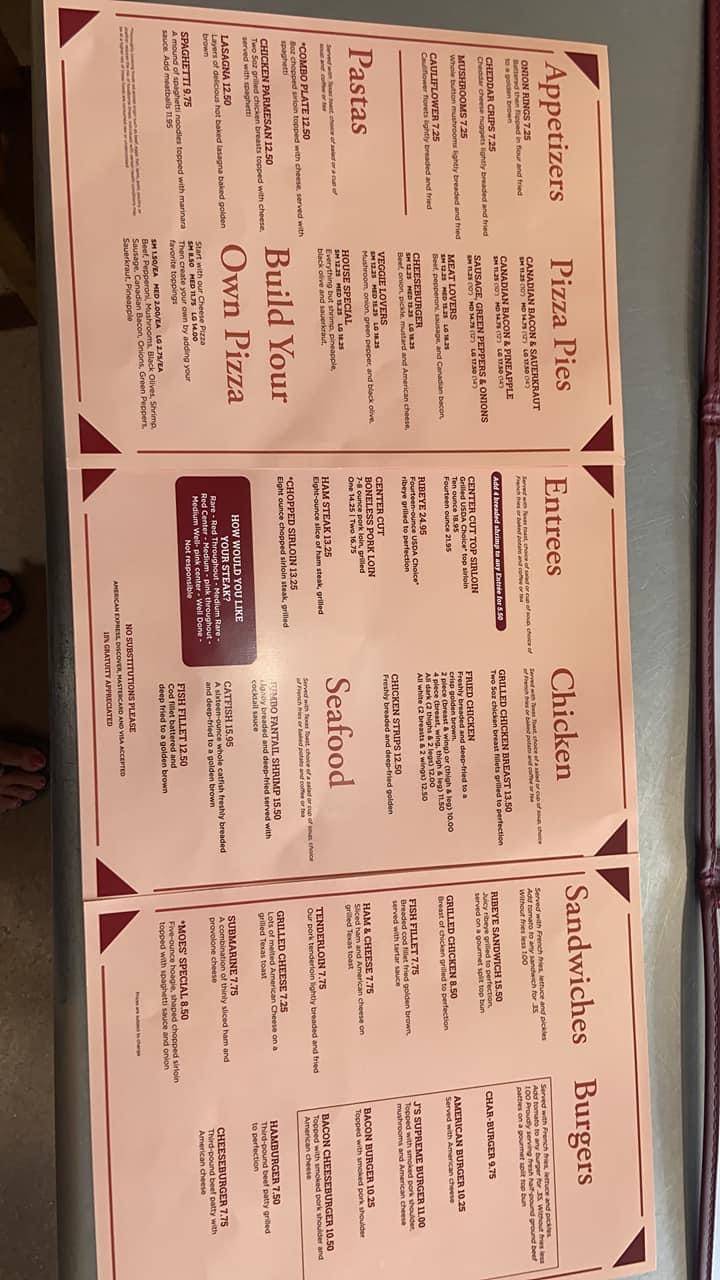 Menu at J's Pizza & Steak House steakhouse, Clarinda