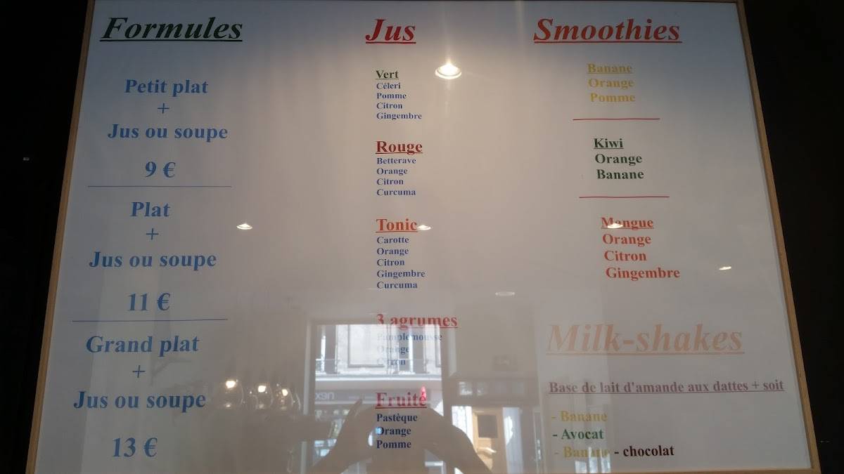 Menu at Juice Box Paris restaurant, Paris, 115 Rue Monge