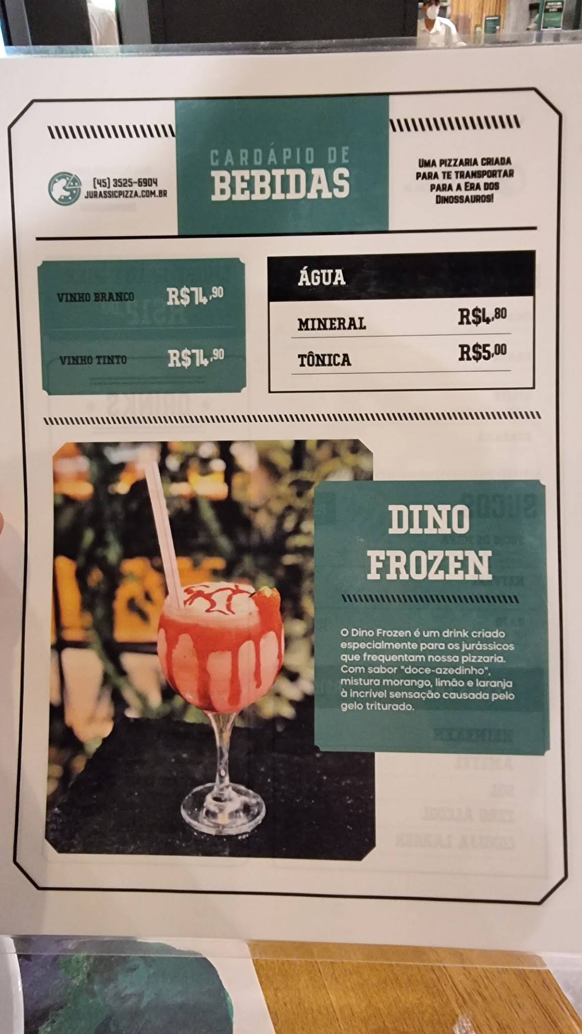 Menu em Jurassic Pizza restaurante, Foz do Iguaçu