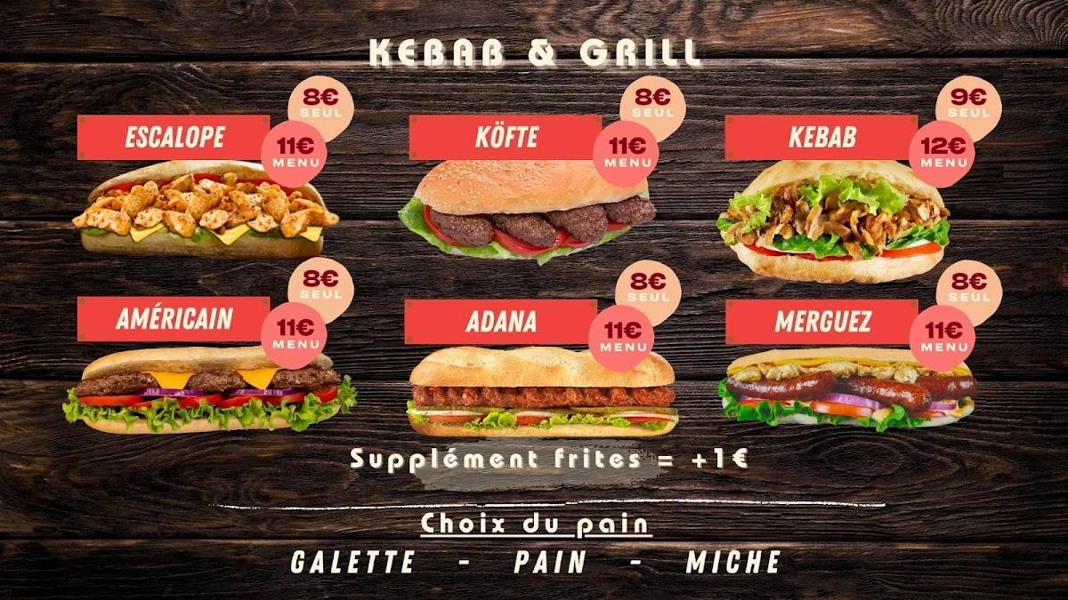 Menu at KEBAB & GRILL, France