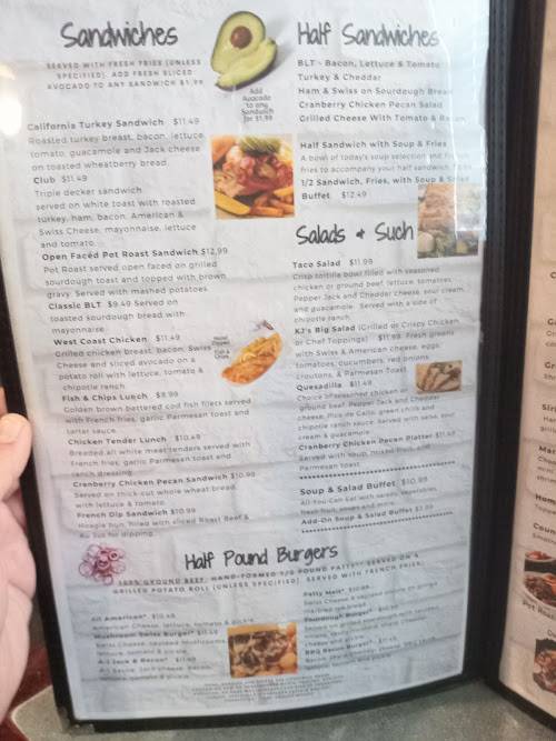 Menu at KJ's American Grille restaurant, Meridian