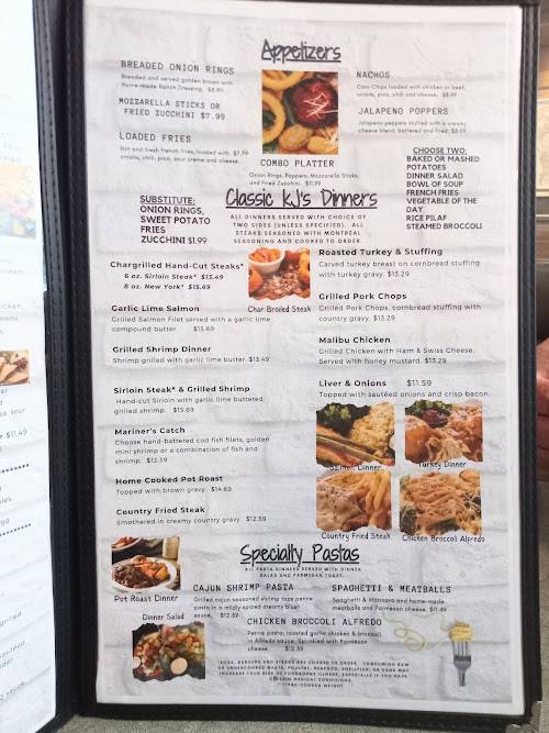 Menu at KJ's American Grille restaurant, Meridian