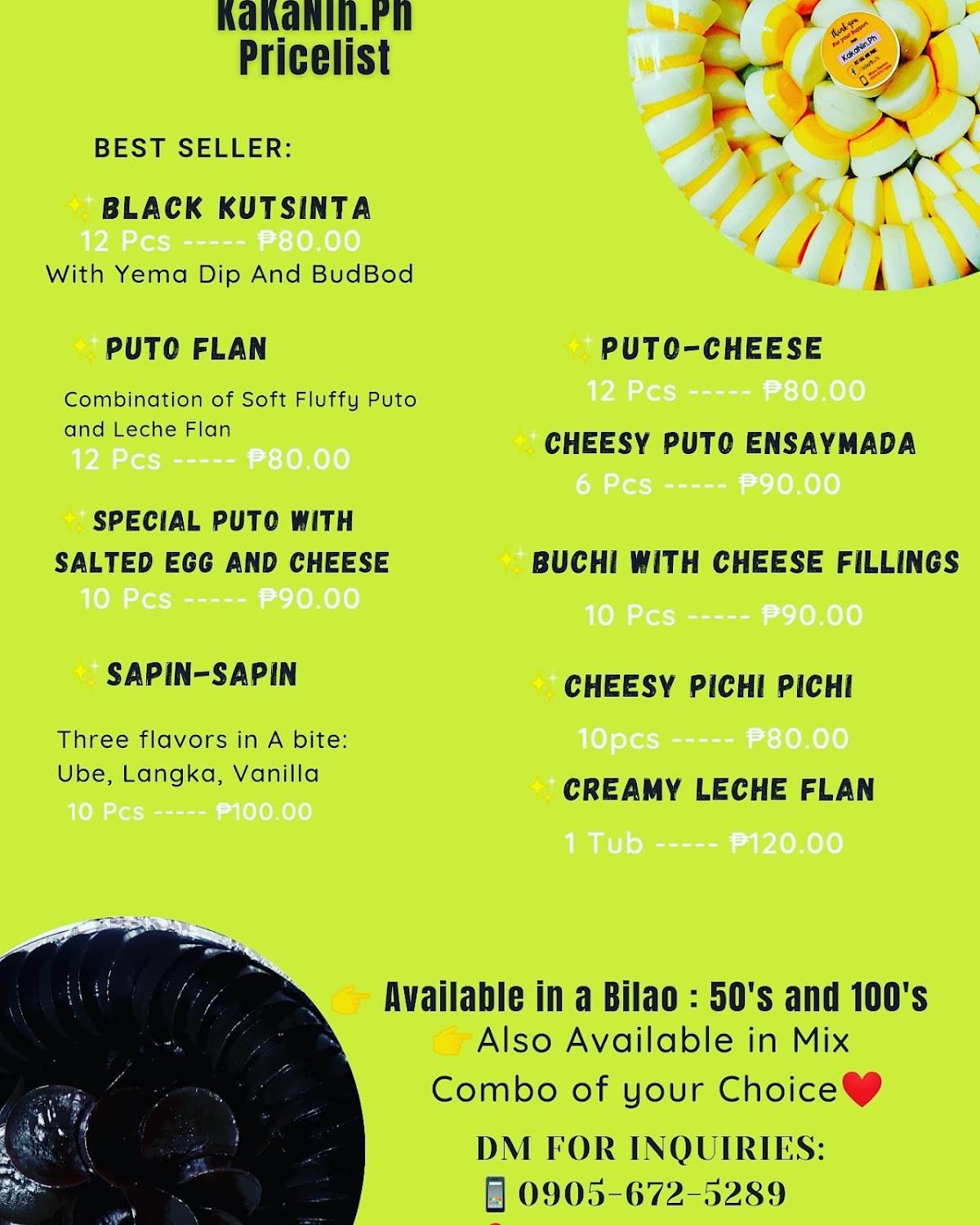 Menu at KaKaNin.Ph desserts, Las Pinas