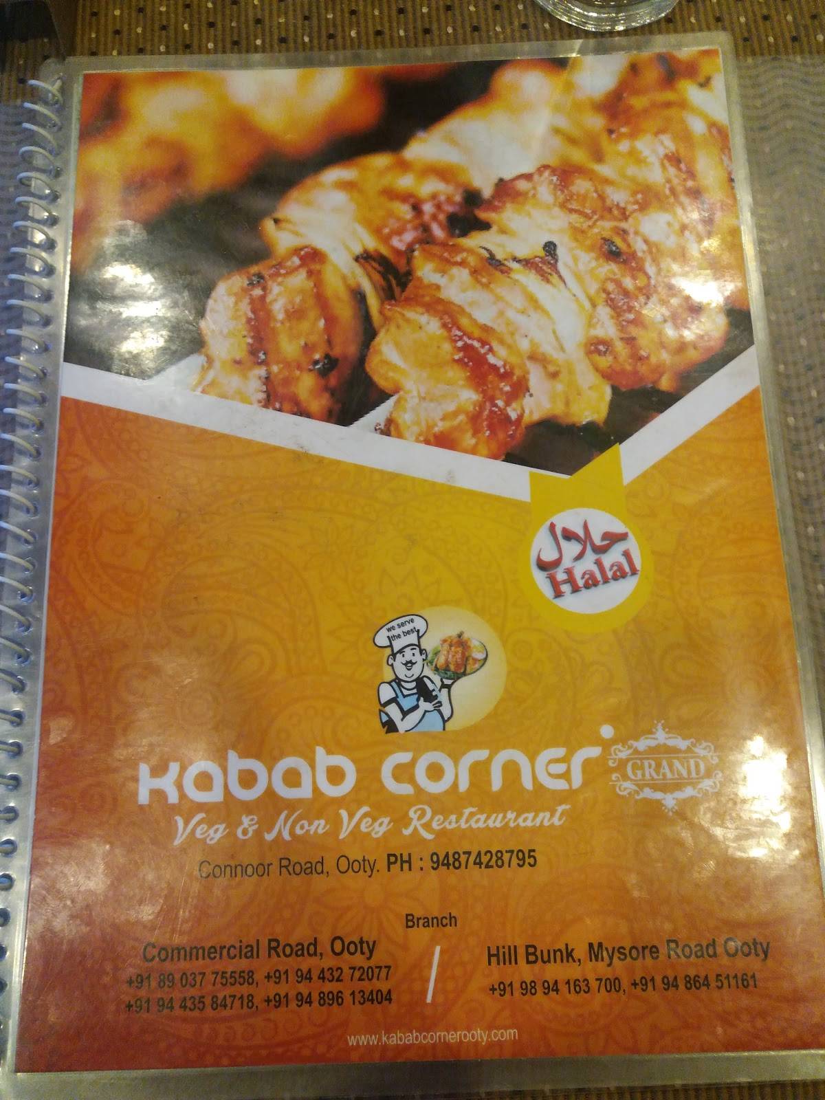 Menu at Kabab Corner Grand, Ooty