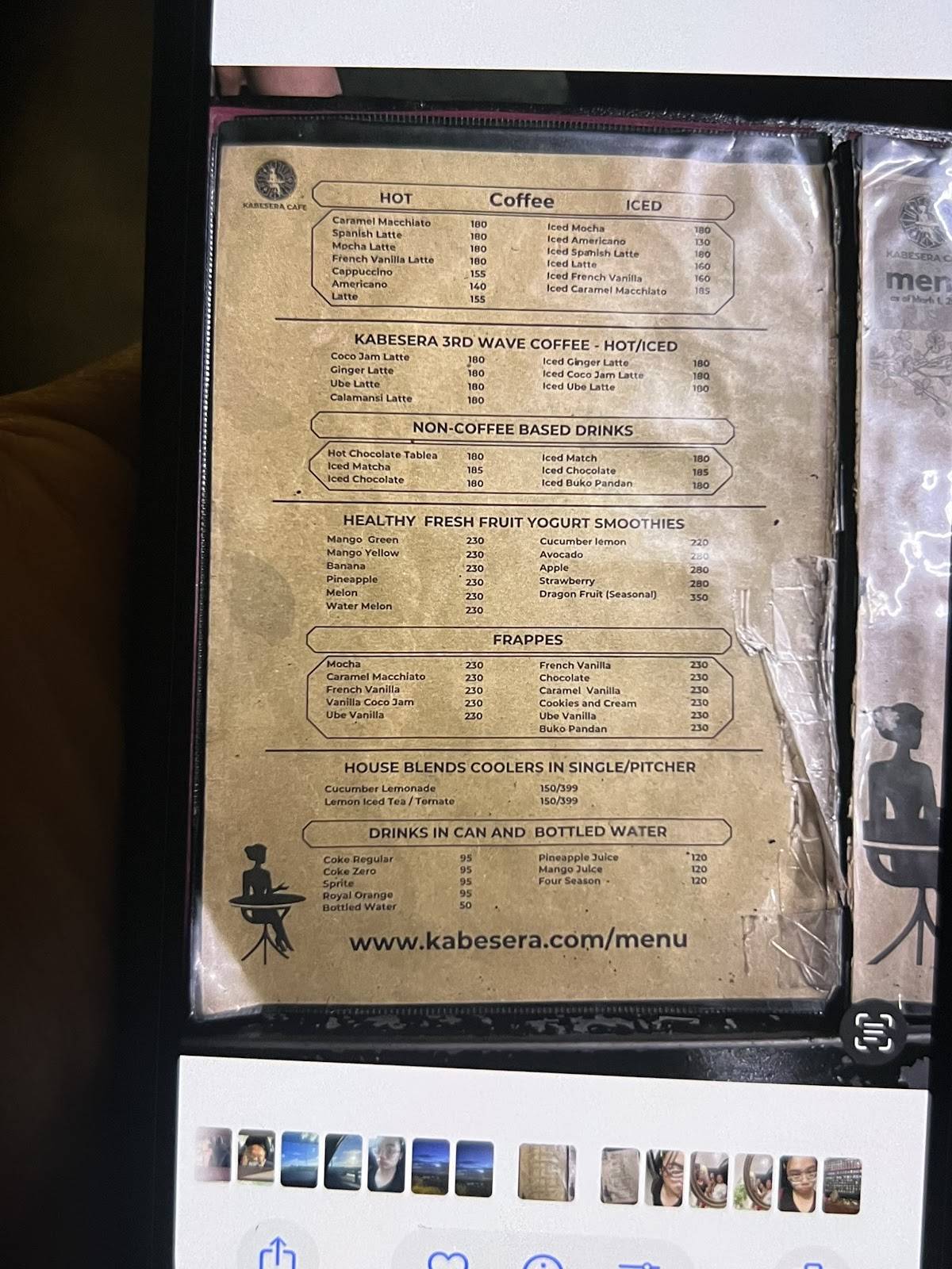 Menu at Kabesera Café pub & bar, Angono