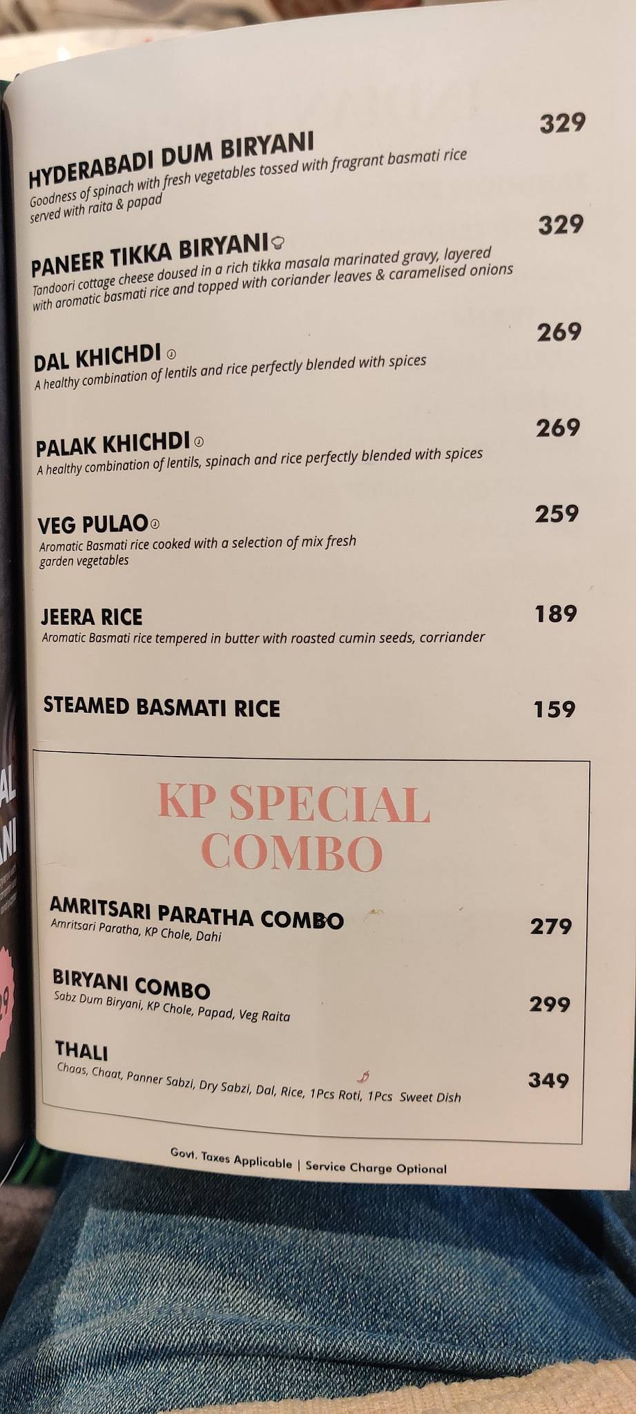 Menu at Kailash Parbat - Pure Vegetarian Restaurant, Ooty