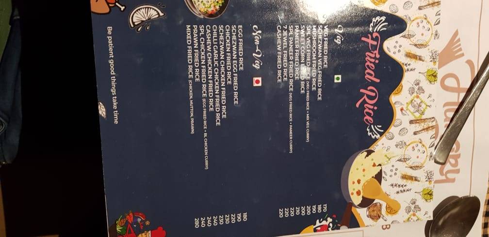 Menu at Hungry Birds, Kakinada, BVS Patrudu St