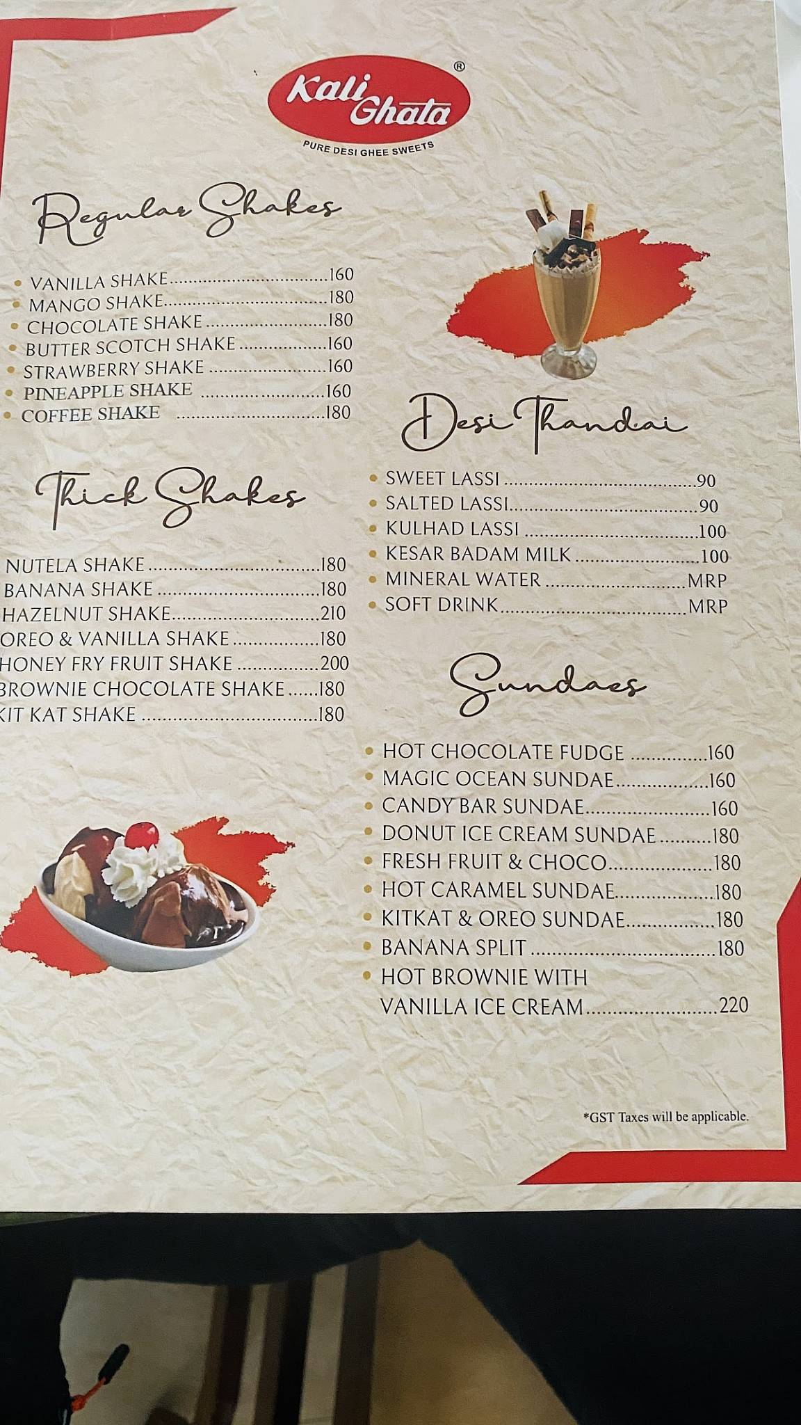 Menu at Kali Ghata, Delhi, Ramphal Chowk Rd