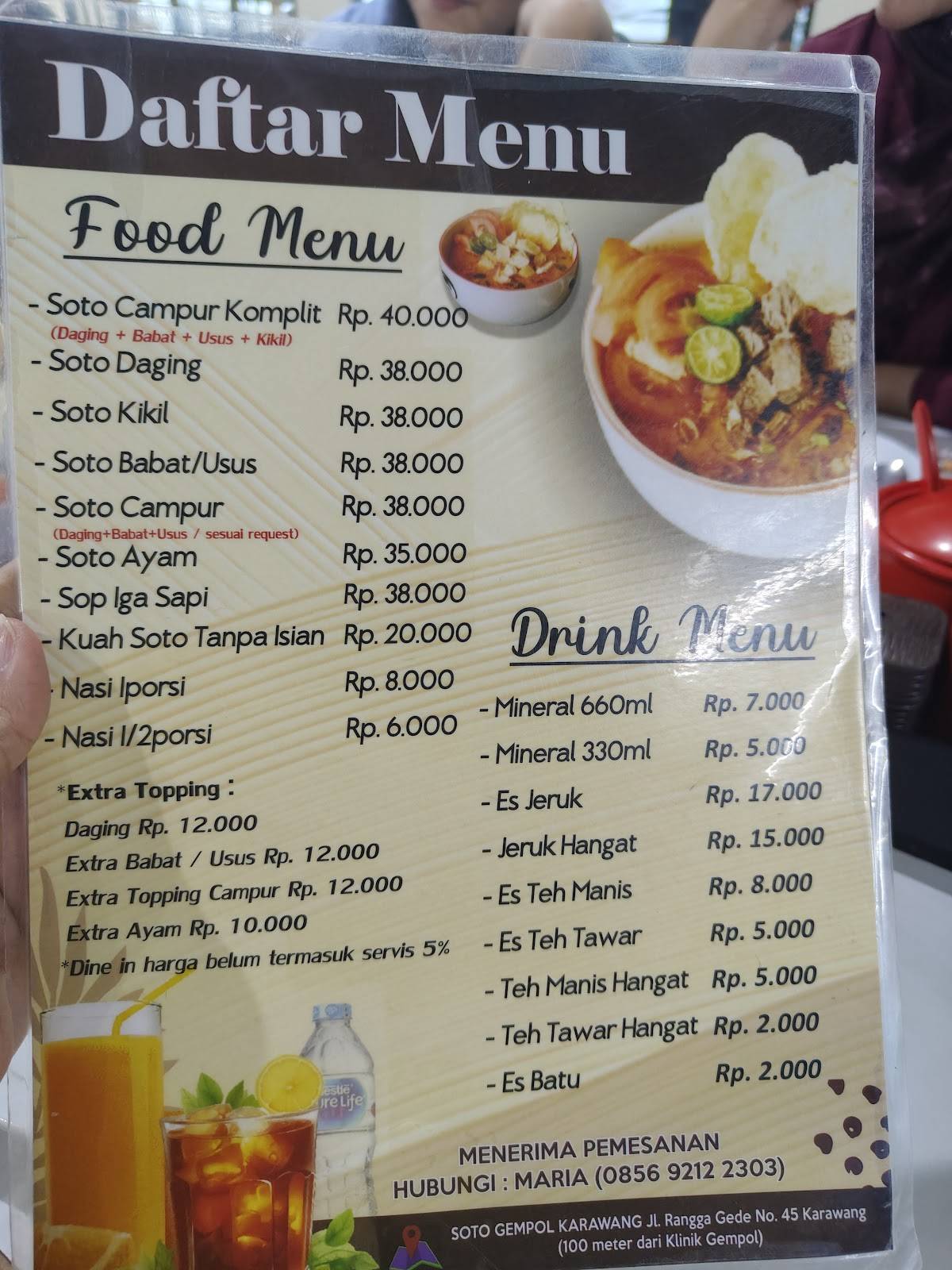 Menu at Rumah Makan Soto Gempol Karawang restaurant, Karawang