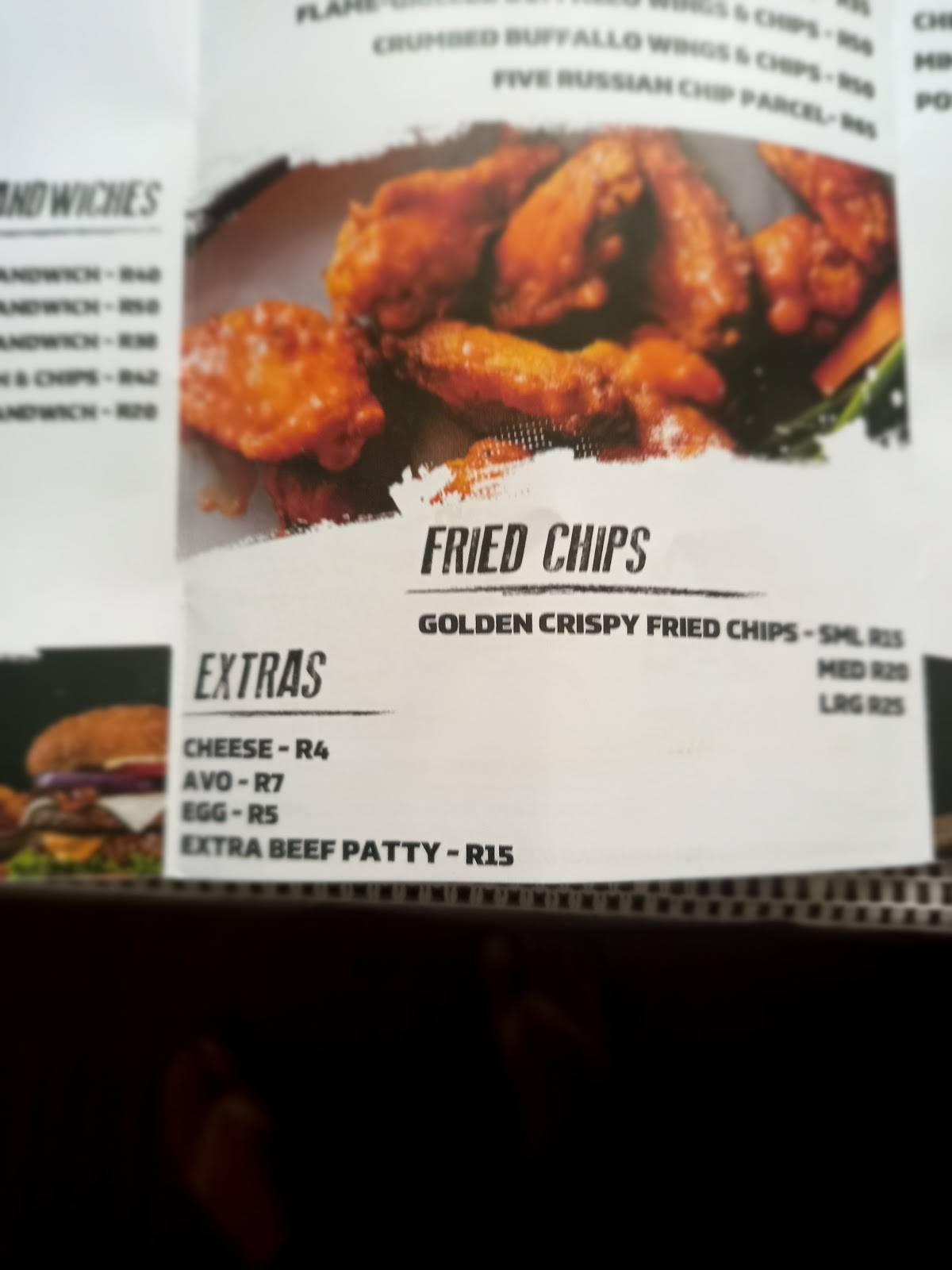 Menu at Karbros Take Aways - Observatory restaurant, Cape Town