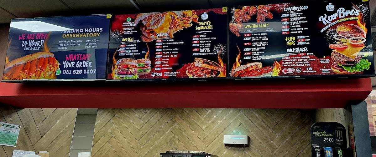 Menu at Karbros Take Aways - Observatory restaurant, Cape Town