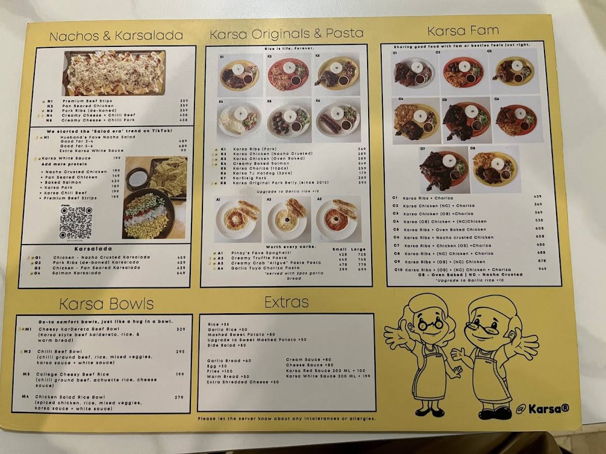 Menu at Karsa restaurant, Las Pinas