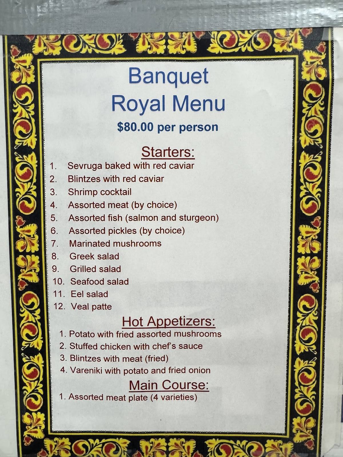Menu at Kashtan (Каштан) restaurant, West Hollywood