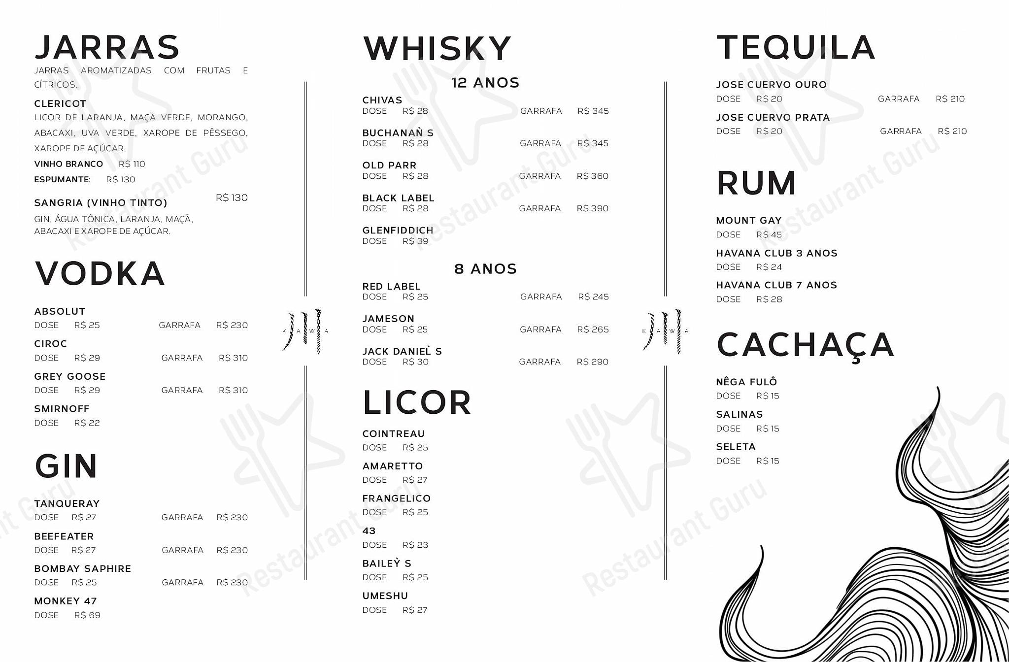 Menu em Kawa restaurante, Brasília, Asa Sul Comércio Local Sul 213 BL B ...