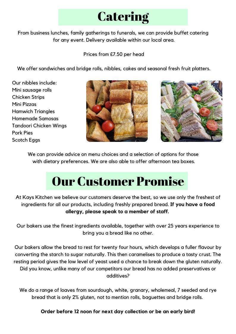 Menu at Kay's Kitchen restaurant, West Drayton