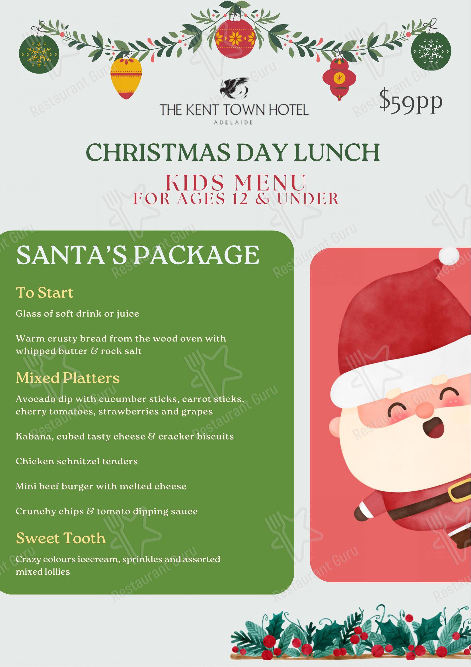 Menu at Kent Town Hotel pub & bar, Kent Town