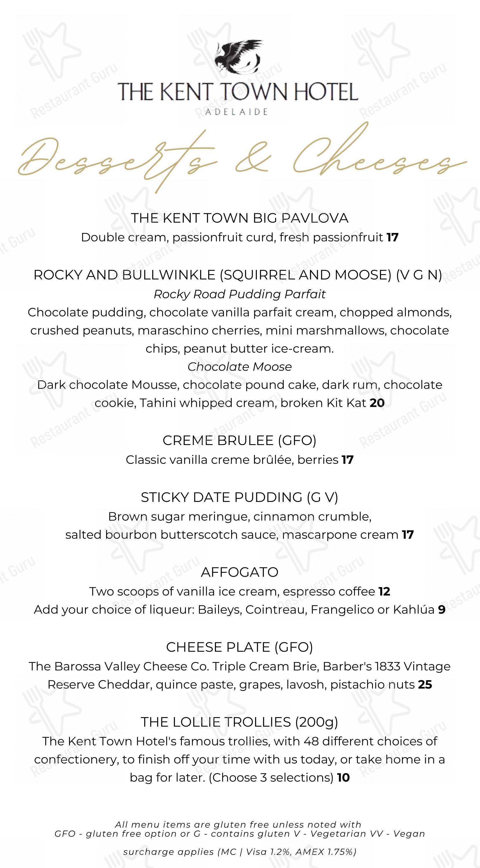 Menu at Kent Town Hotel pub & bar, Kent Town