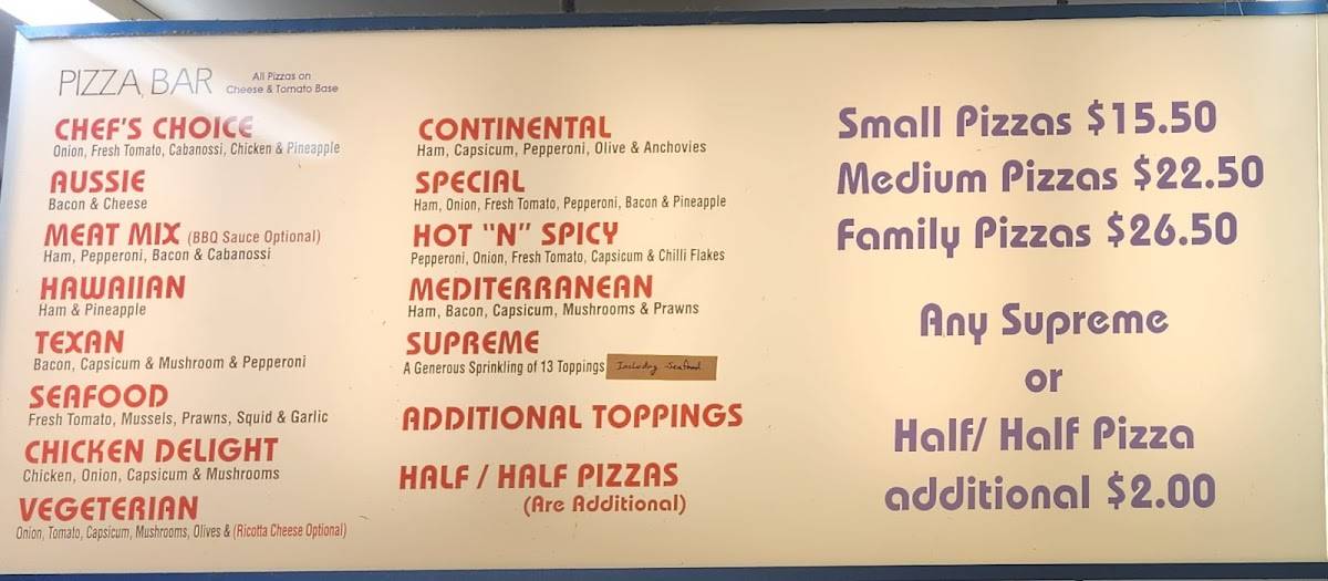 Menu at Kenwick Dial-A-Pizza pizzeria, Kenwick