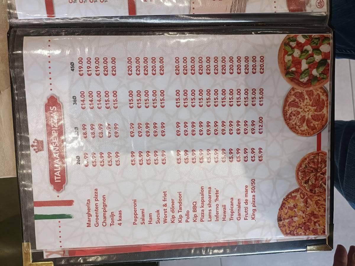 Menu at King Kebab, The Hague