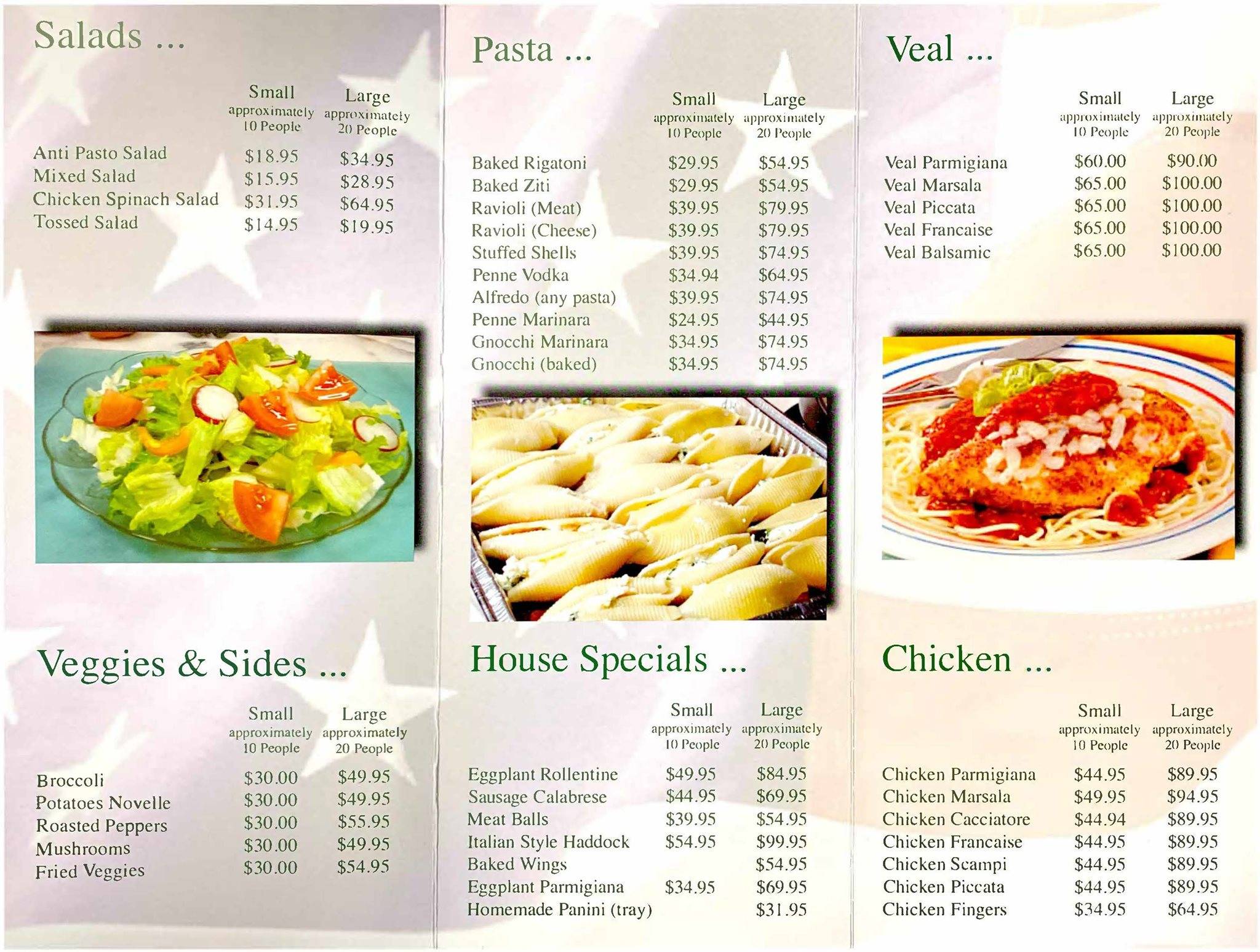 Menu at King's pizzeria, Mountain Top
