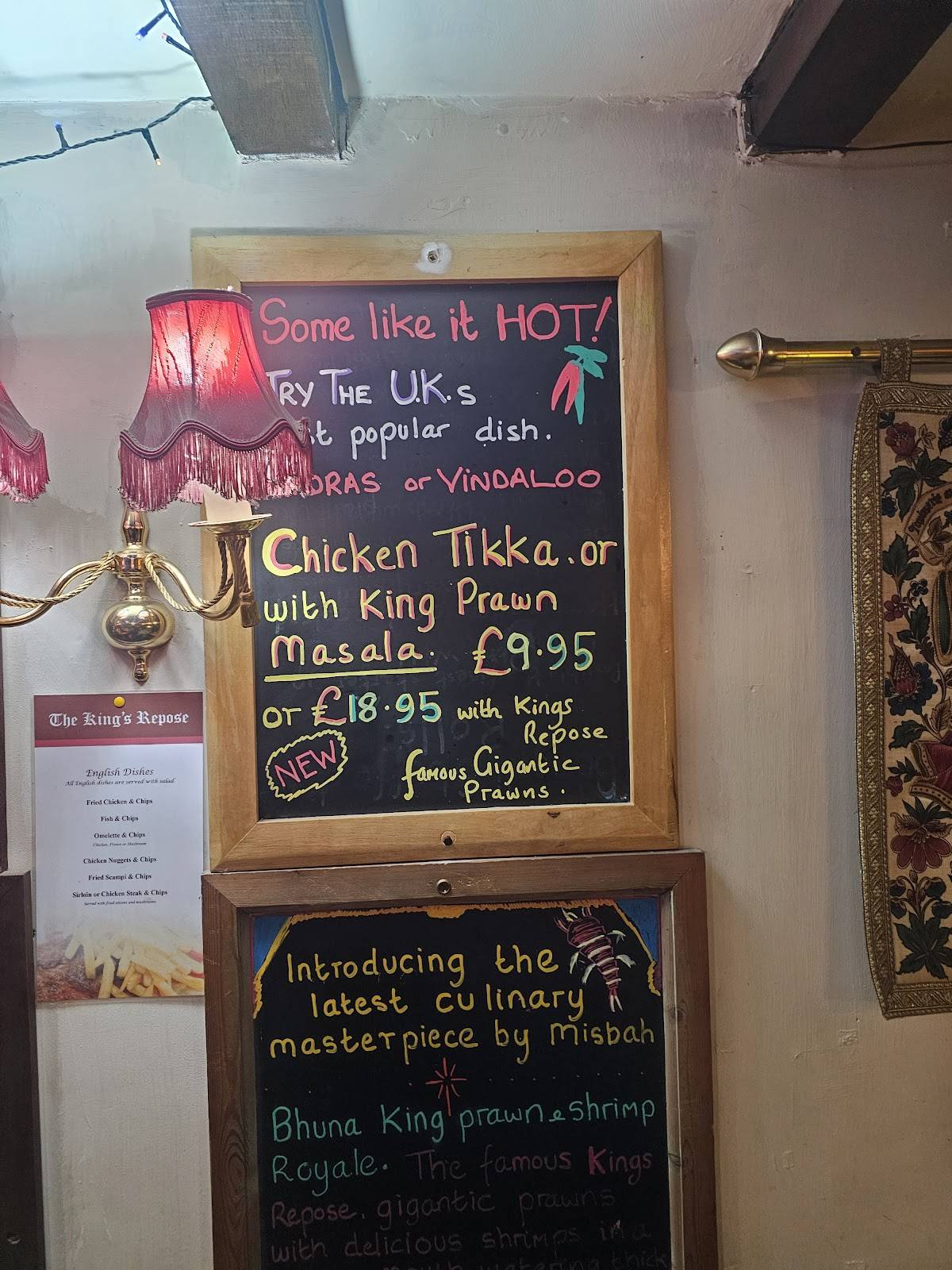 Menu at Kings Repose restaurant, Wolverhampton
