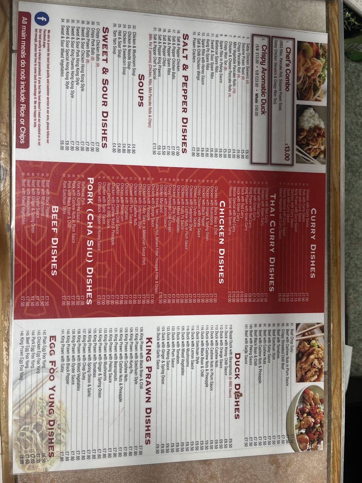 Menu at Golden Wok, Kingussie