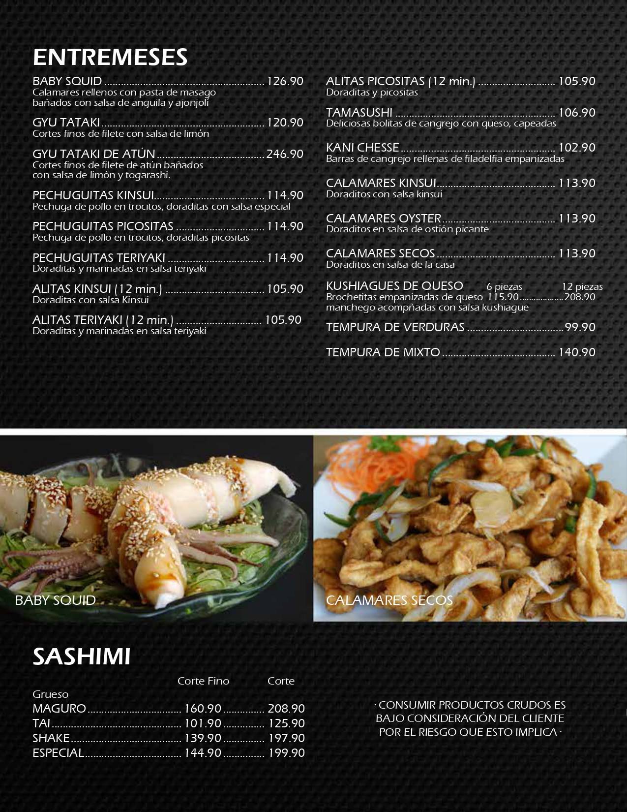 Carta del restaurante Kinsui To- Go, Ciudad Juarez