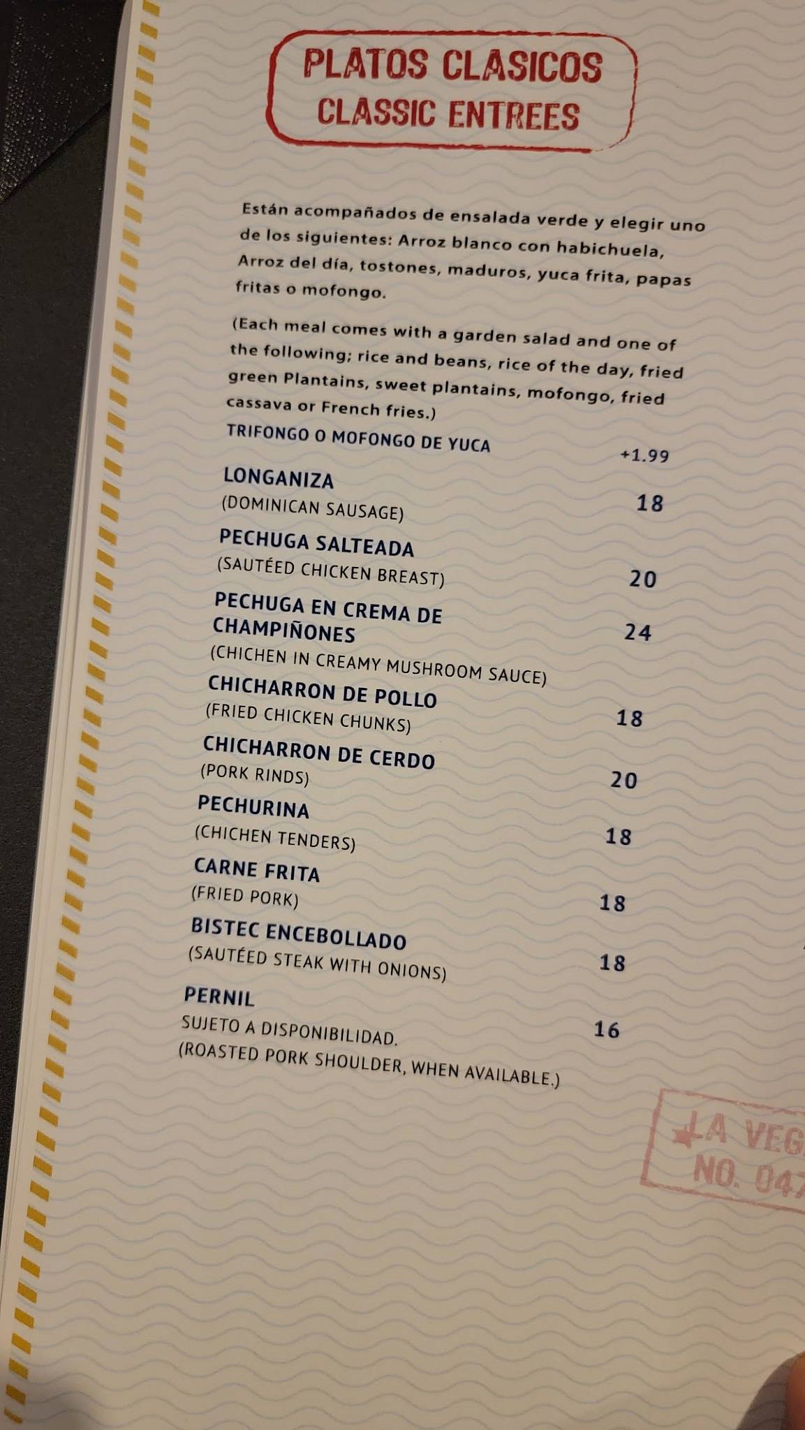 Menu at Perico Ripiao Latin Food restaurant, Kissimmee
