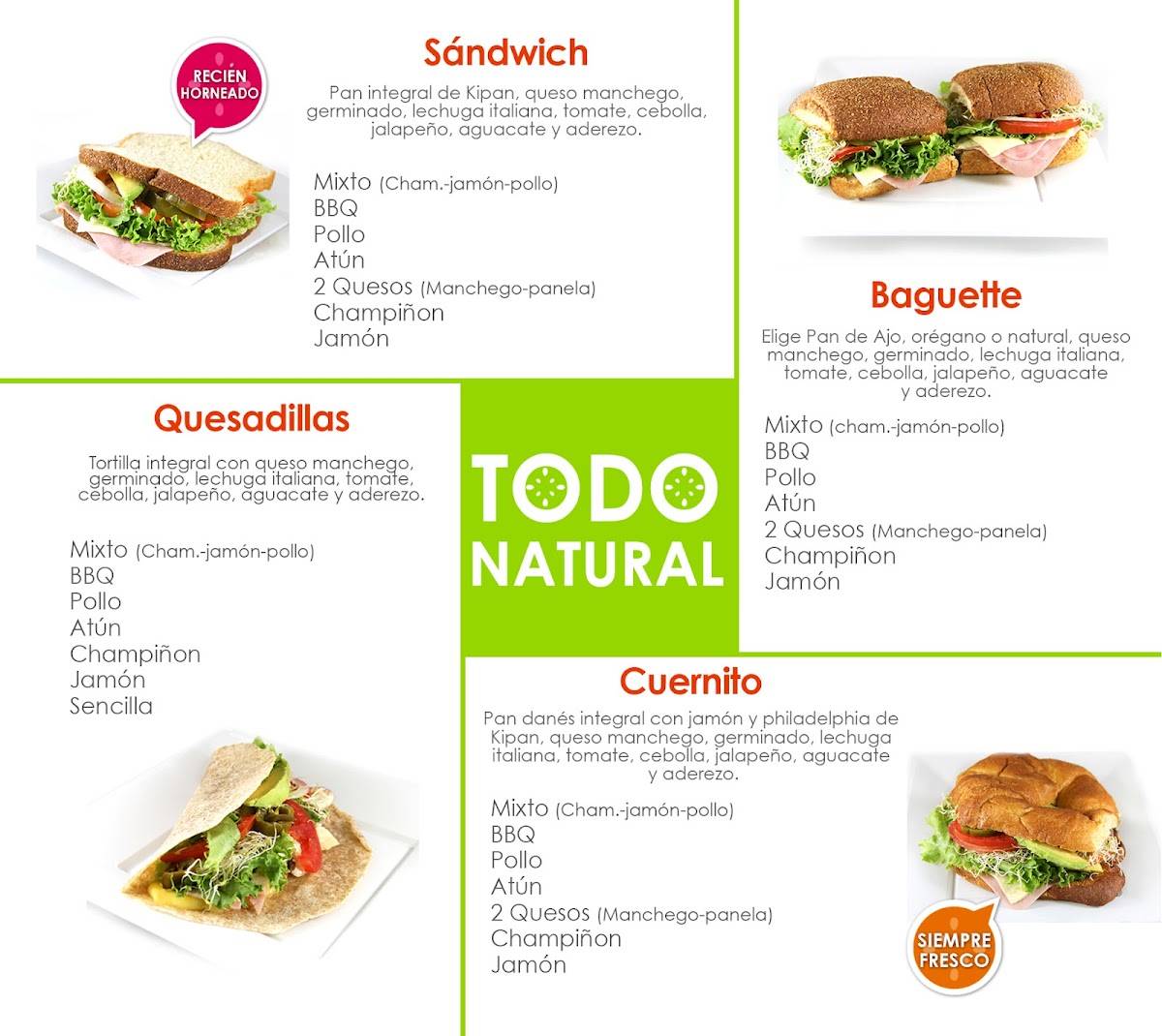Carta de Kiwi comida rápida al natural Suc.Libramiento, Culiacán Rosales