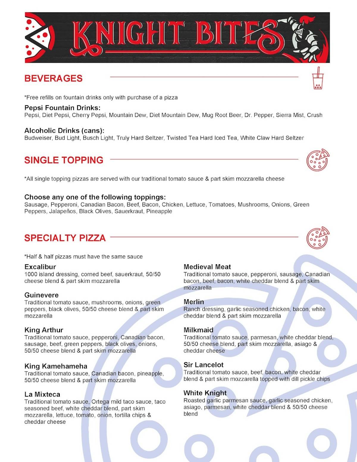 Menu at Knight Bites restaurant, La Porte City, 411 Main St