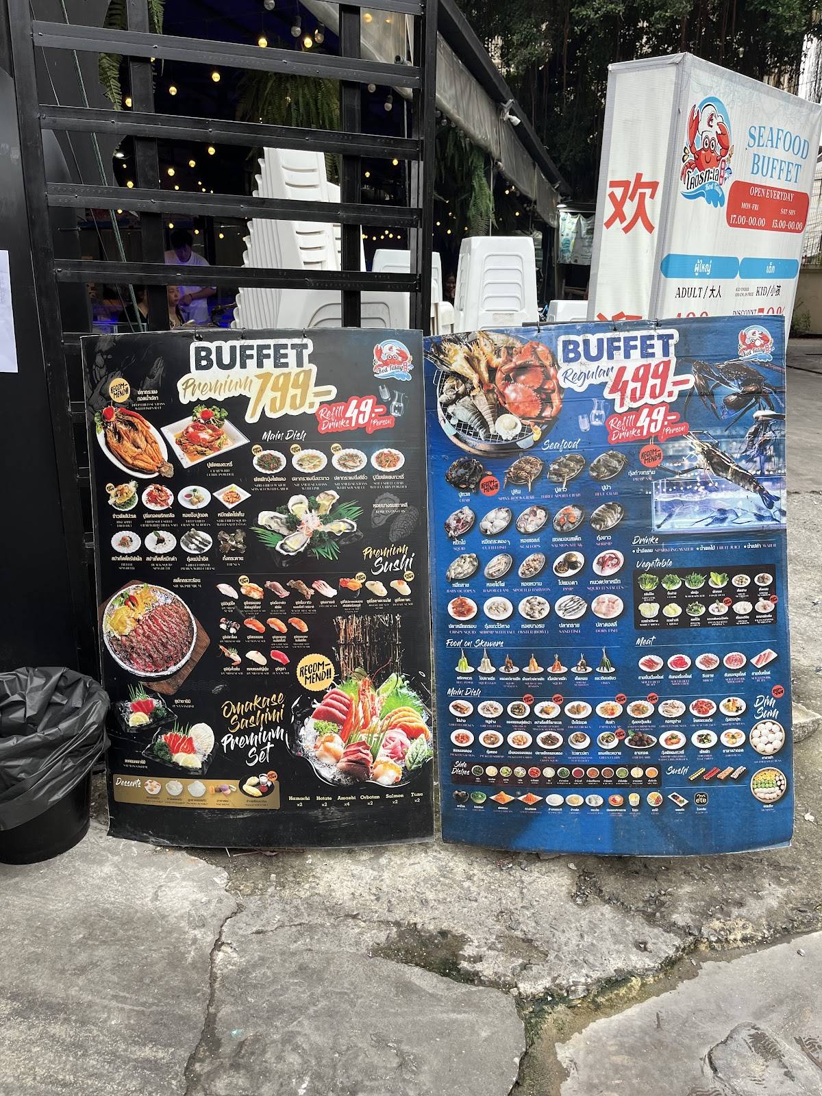 Menu at Kodtalay Seafood Buffet restaurant, Bang Kaeo
