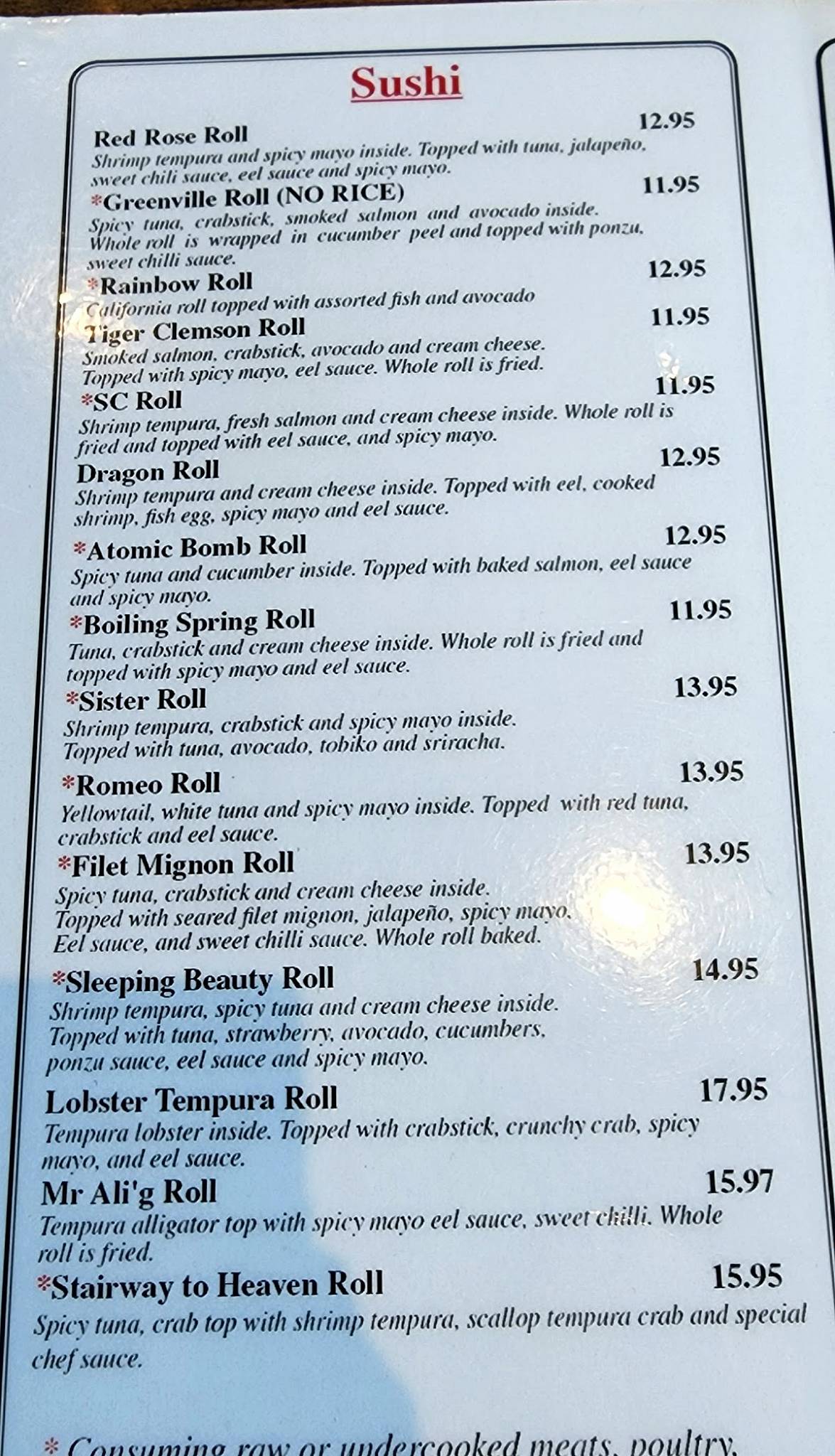 Menu at Konnichiwa of Lexington, SC restaurant, Lexington