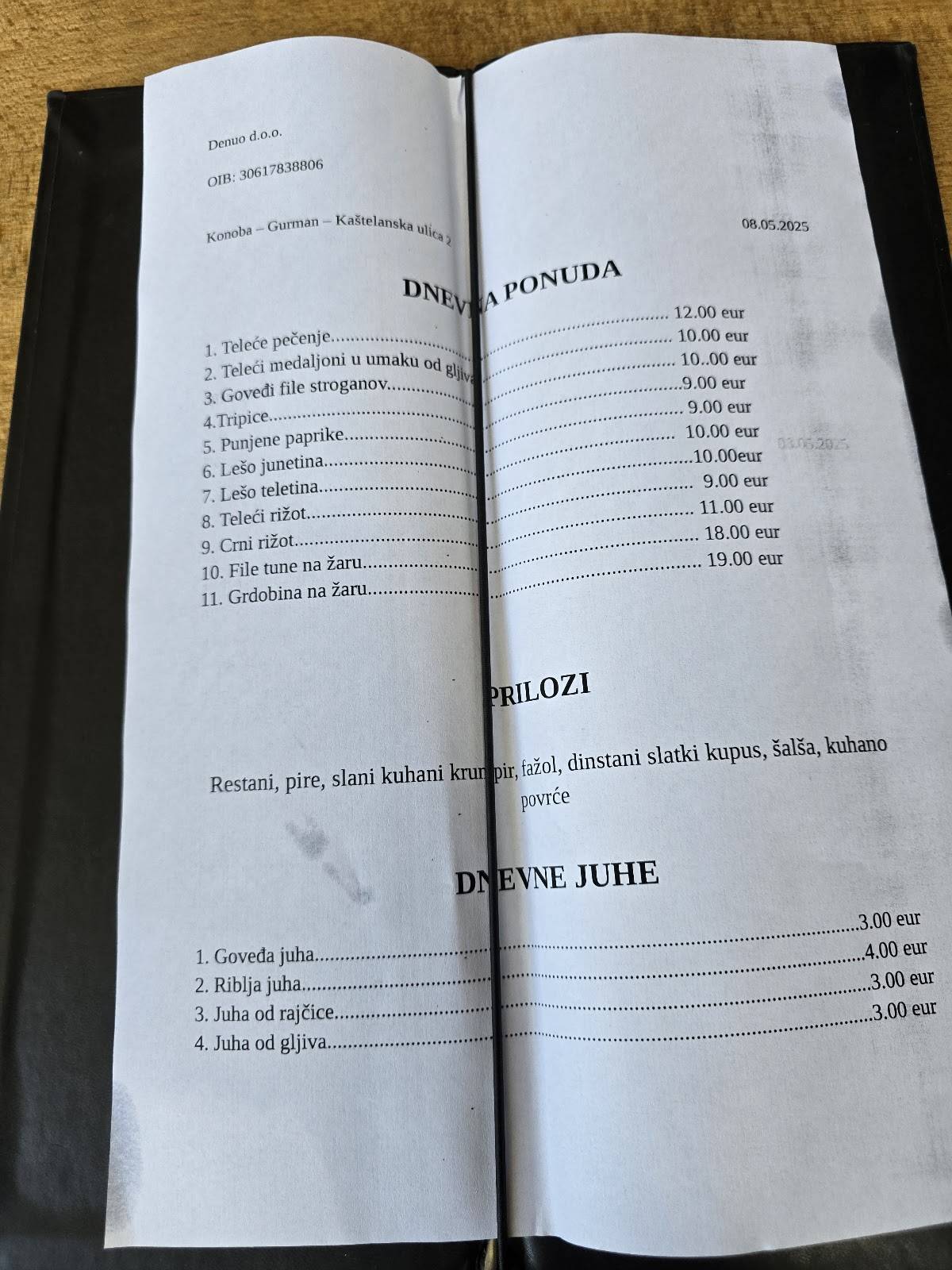 Carta del restaurante Konoba Gurman, Solin