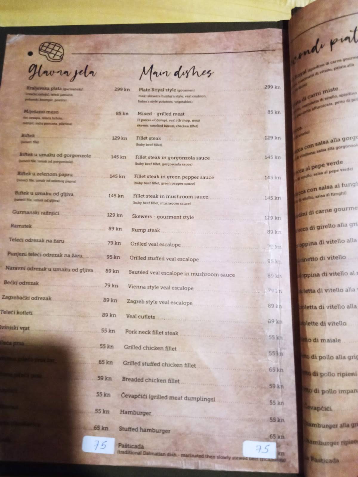 Menu at Konoba Stare Grede restaurant, Split, Ul. Domovinskog rata 46