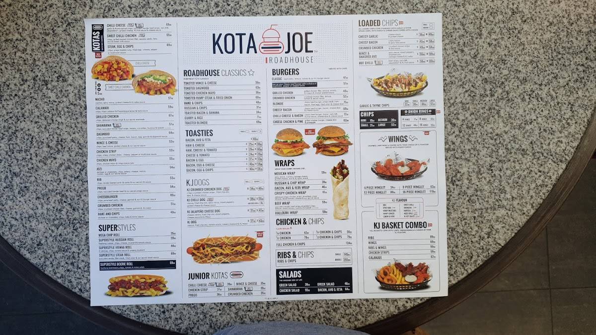 Menu at Kota Joe Roadhouse - Edenvale restaurant, Edenvale, 13 Van ...
