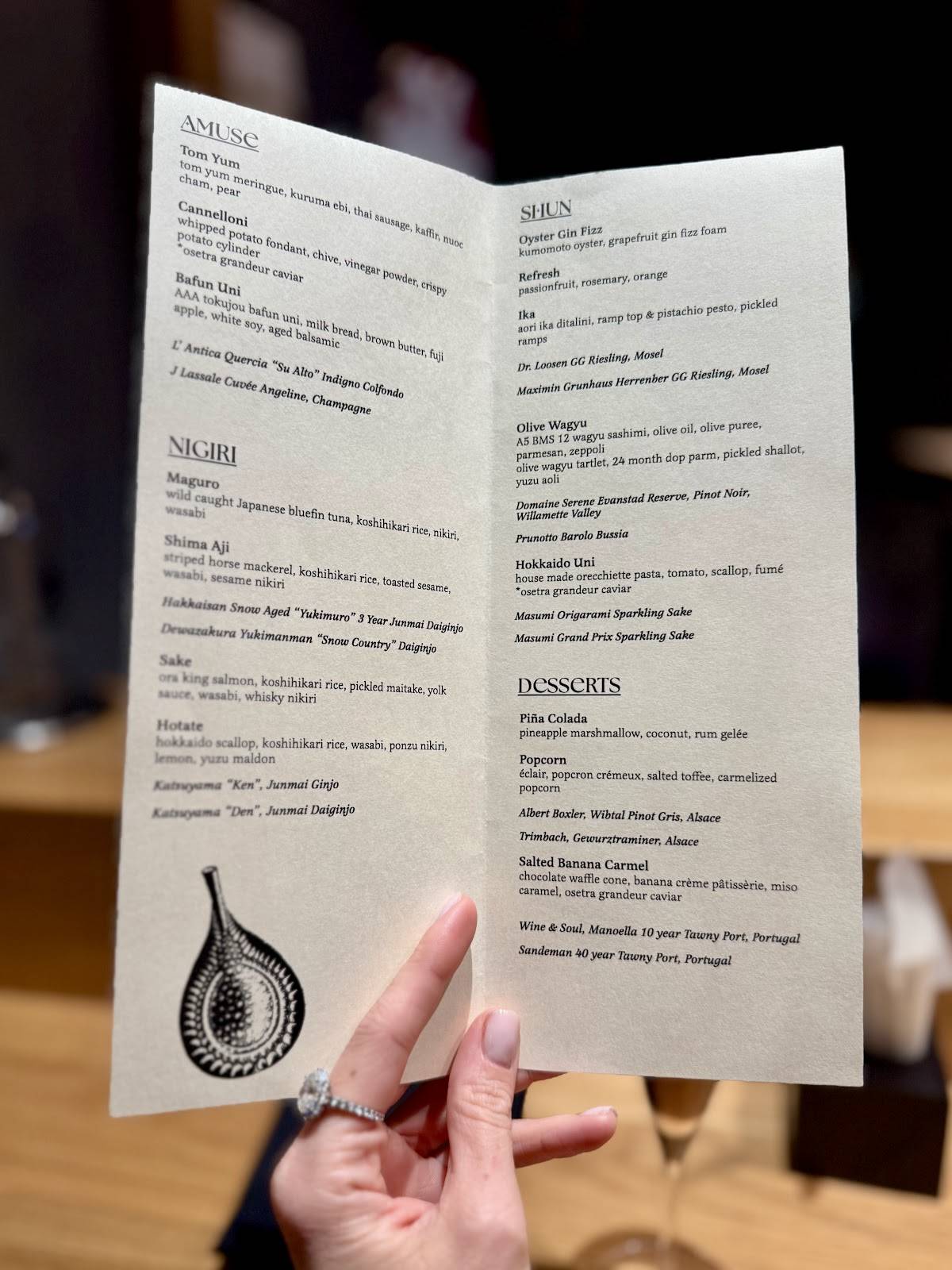 Menu at Koya restaurant, Tampa