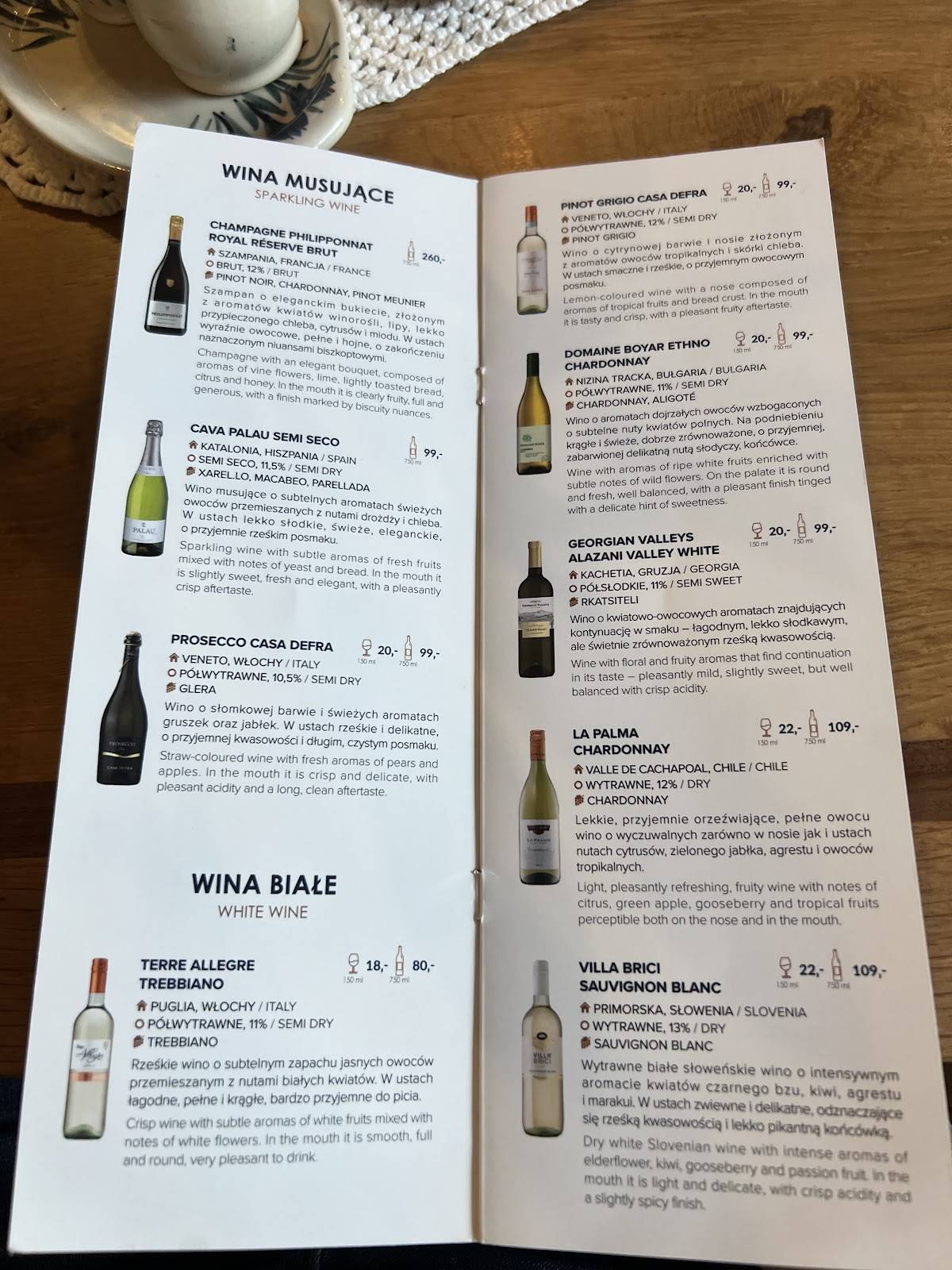 Menu at Morskie Oko restaurant, Kraków