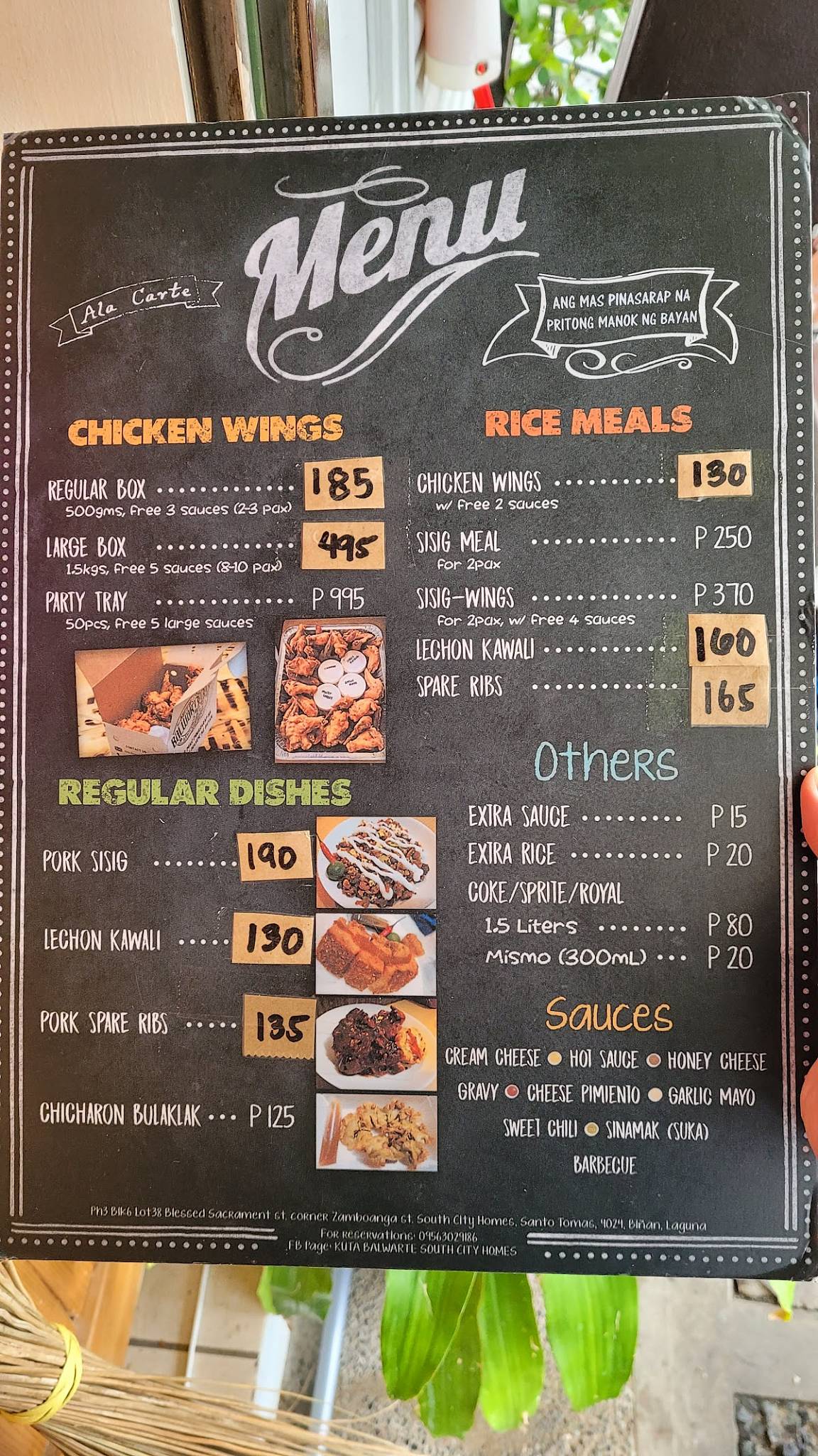 Menu at Kuta Balwarte South City Homes Binan restaurant, Biñan