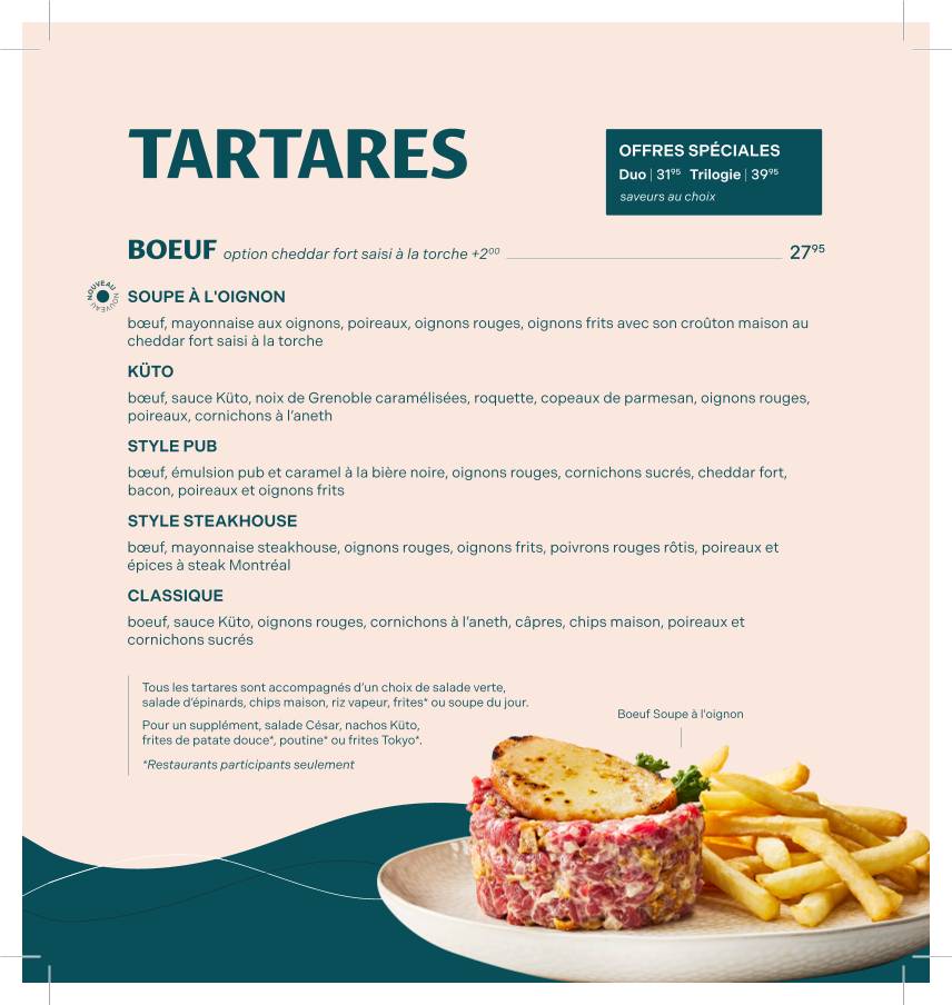 Menu au Küto - Comptoir à Tartares Saint-Jérôme restaurant, Saint-Jérôme