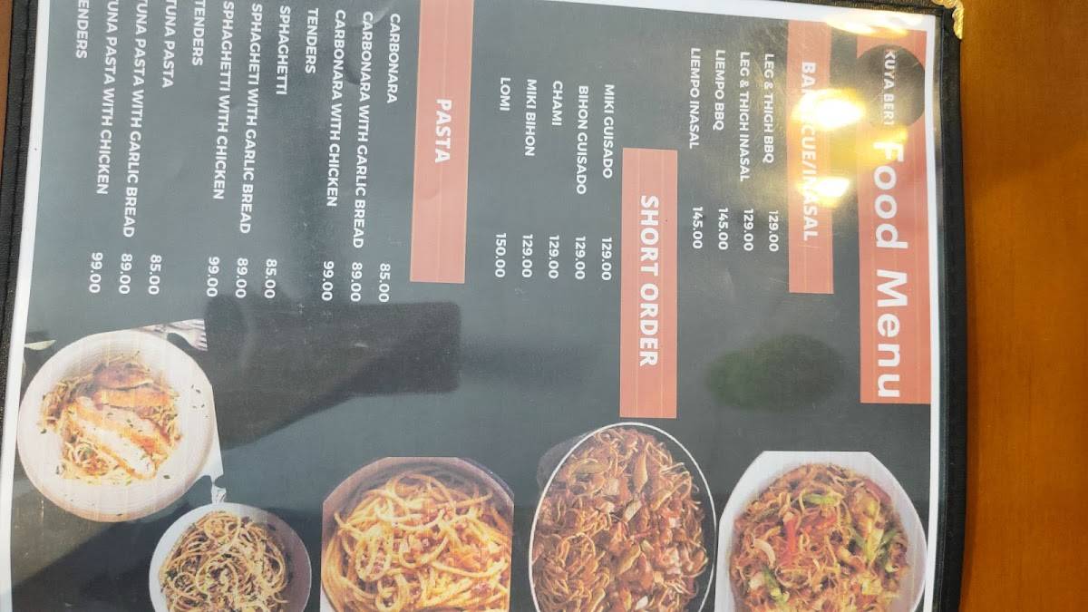 Menu at Kuya Bert Kitchenette restaurant, Atimonan