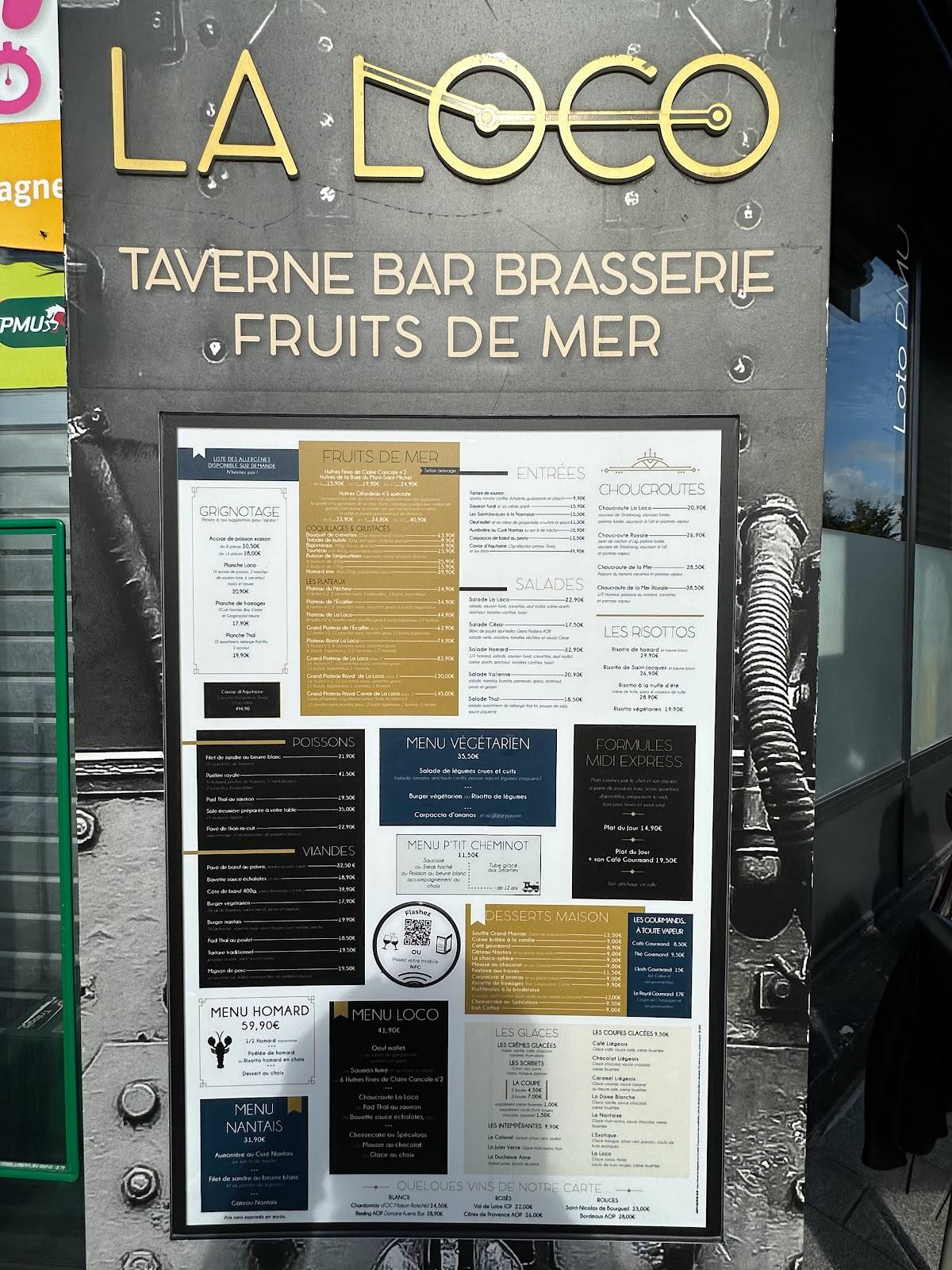 Menu au La Loco restaurant, Nantes
