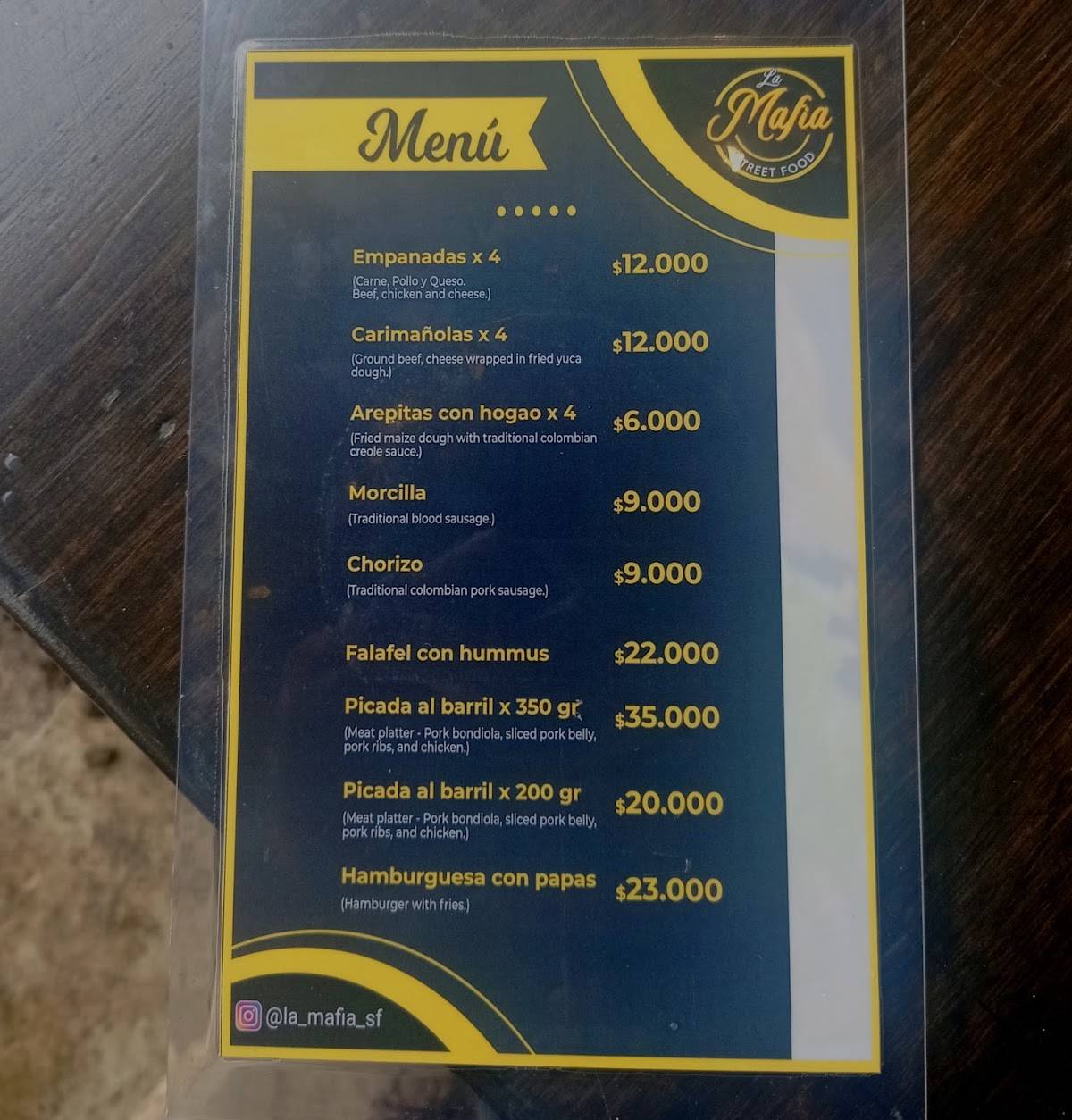 Carta del restaurante LA MAFIA STREET FOOD, Salento