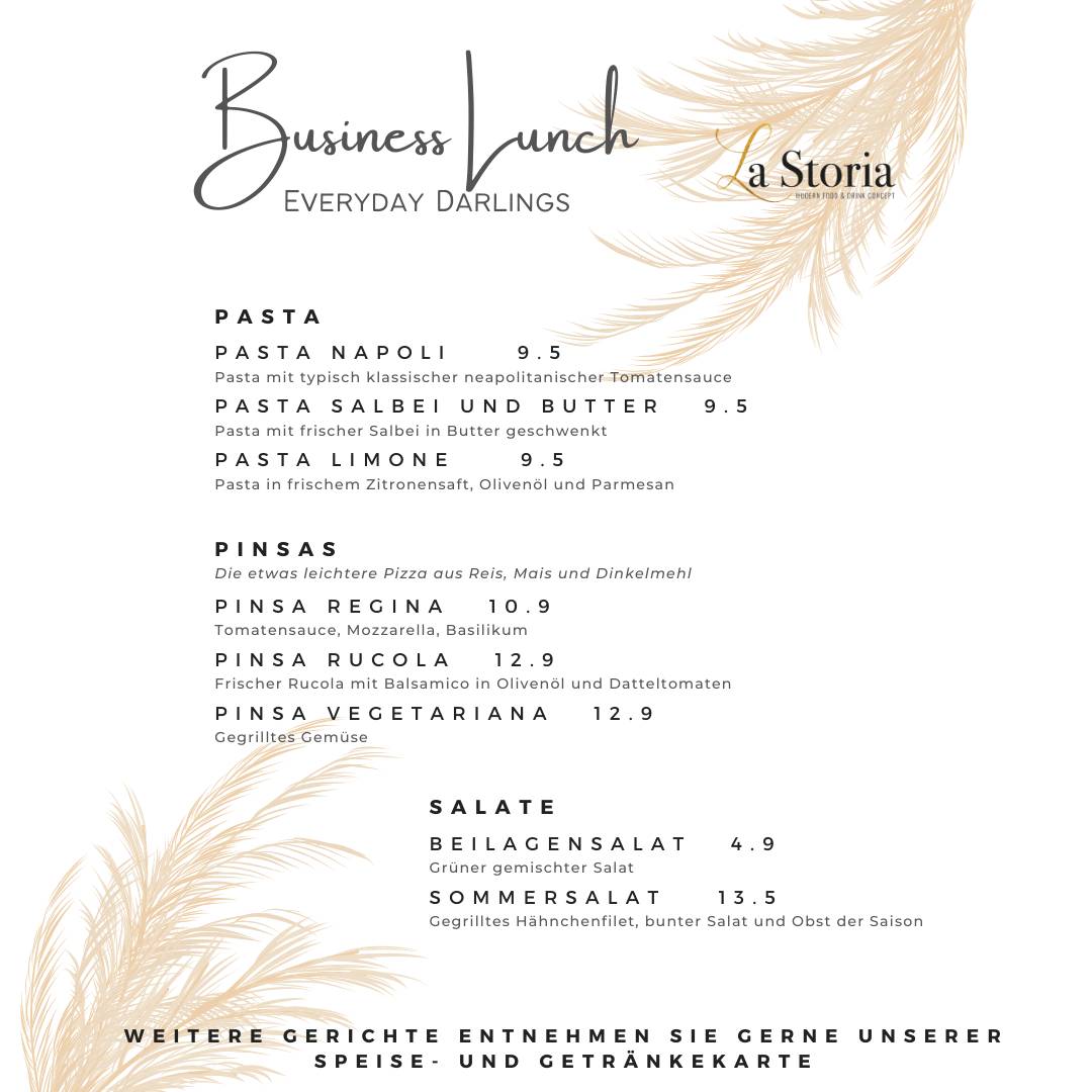 Carta de LA STORIA Restaurant, Cocktailbar, Eventlocation, Catering ...